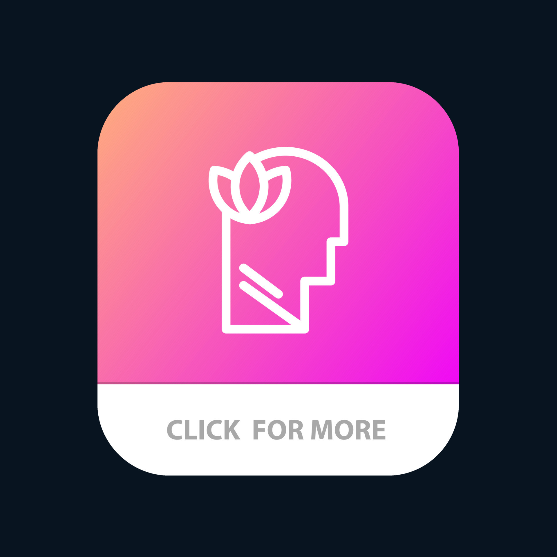 Mental Relaxation Mind Head Mobile App Button Android And Ios Line