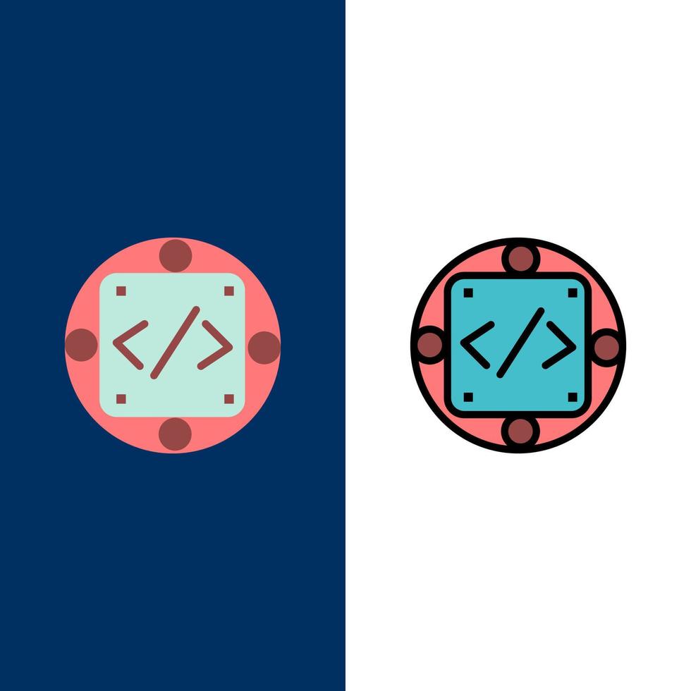 Code Custom Implementation Management Product Icons Flat And Line