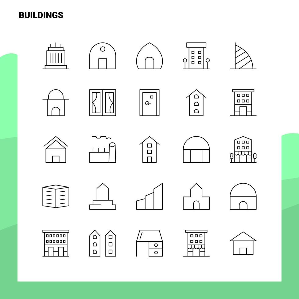 Set Of Buildings Line Icon Set 25 Icons Vector Minimalism Style Design Black Icons Set Linear