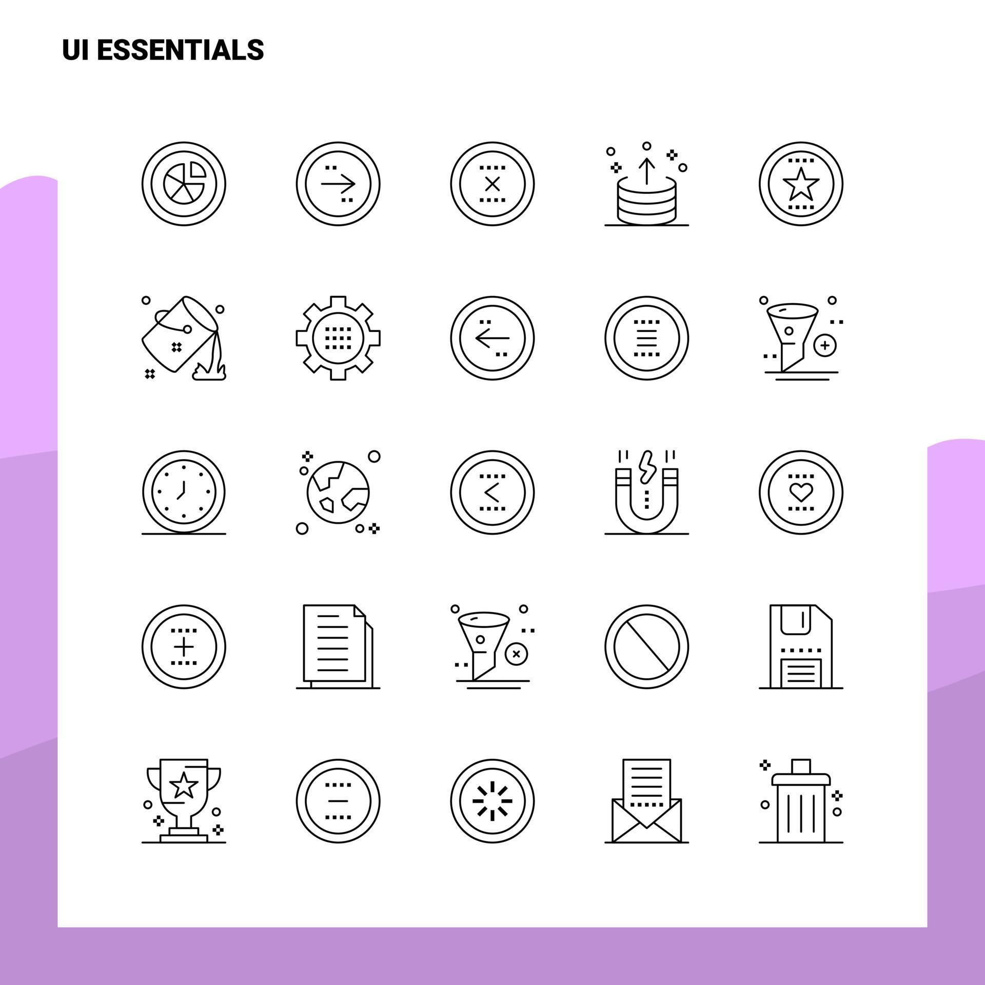 Set of Ui Essentials Line Icon set 25 Icons Vector Minimalism Style Design Black Icons Set ...
