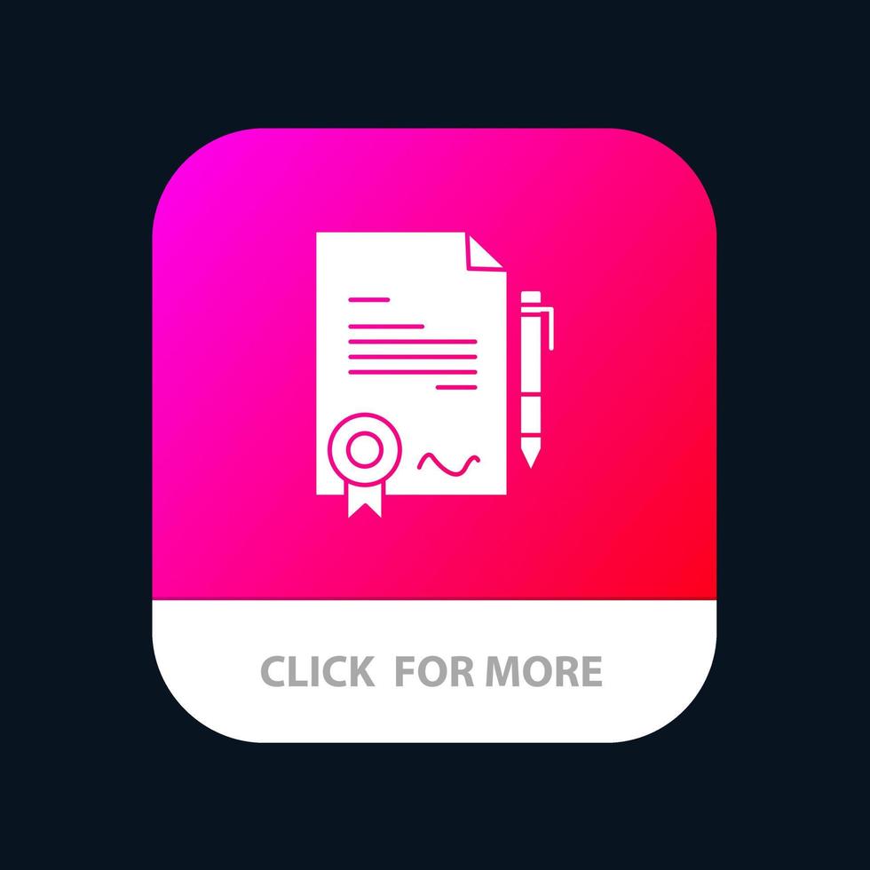 Agreement Certificate Done Deal Mobile App Button Android and IOS Glyph Version 17976609 Vector ...