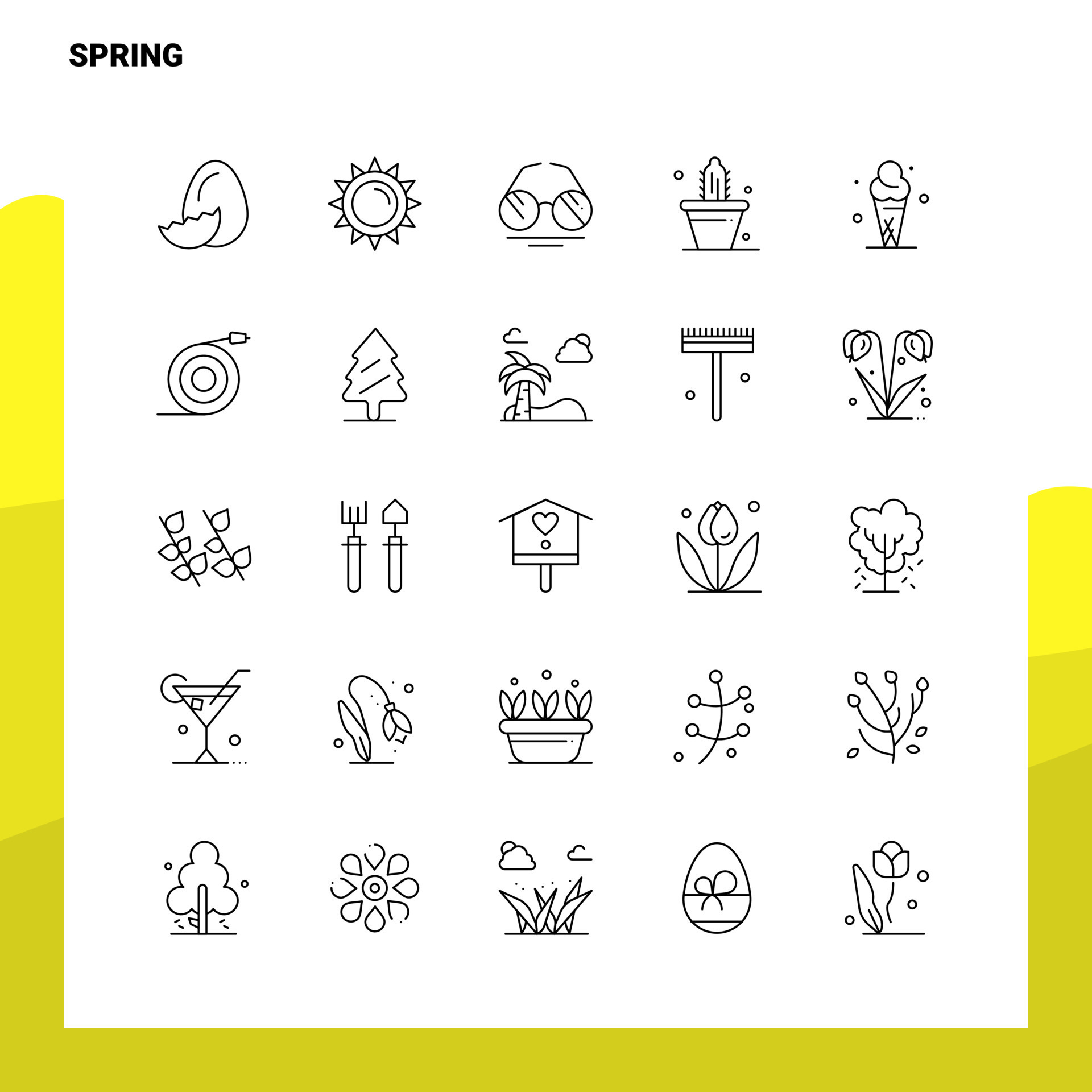 Set Of Spring Line Icon Set 25 Icons Vector Minimalism Style Design Black Icons Set Linear