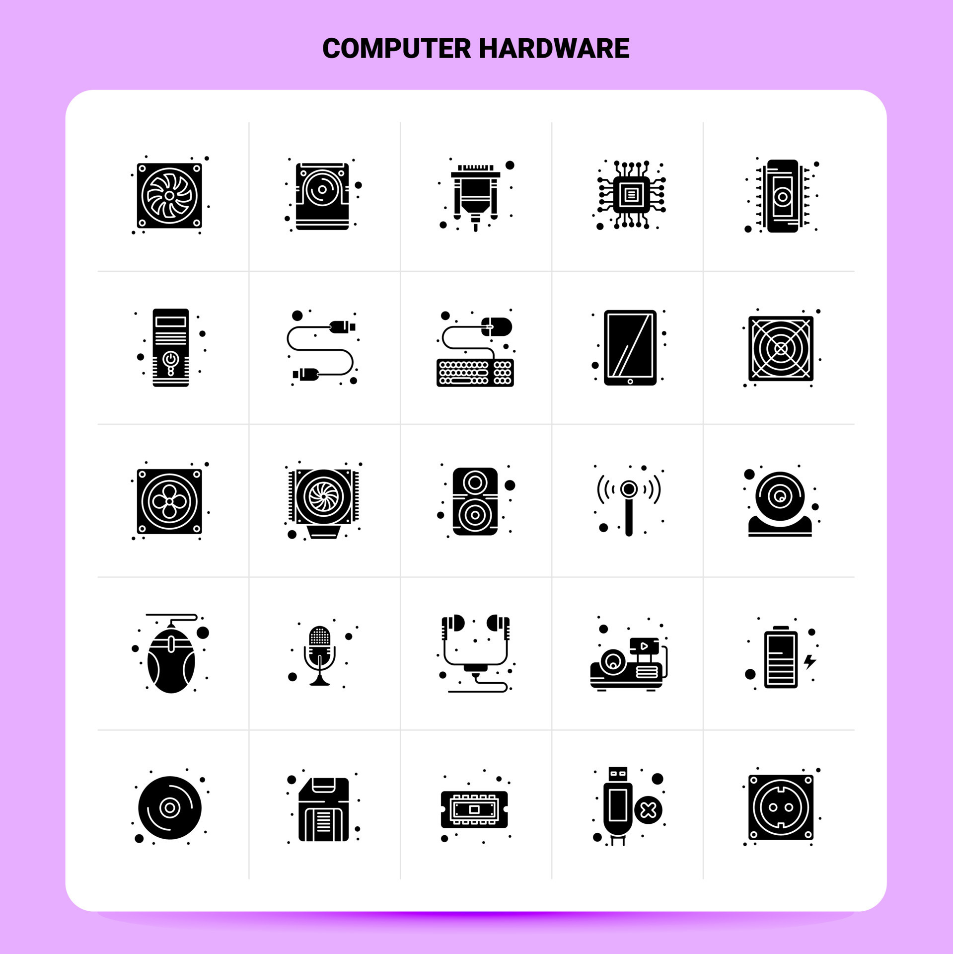 conjunto de iconos de hardware de computadora sólido 25 diseño de ... conjunto de iconos de hardware de computadora sólido 25 diseño de ...