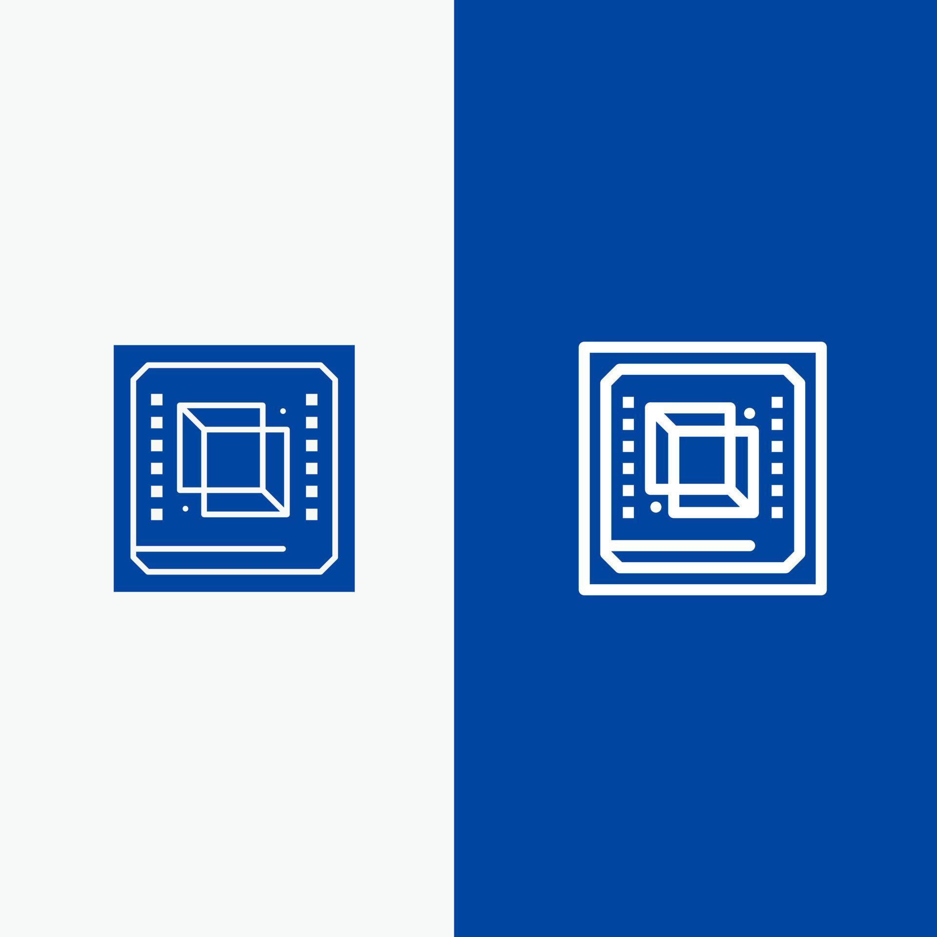 Chip Computer Cpu Hardware Processor Line And Glyph Solid Icon Blue