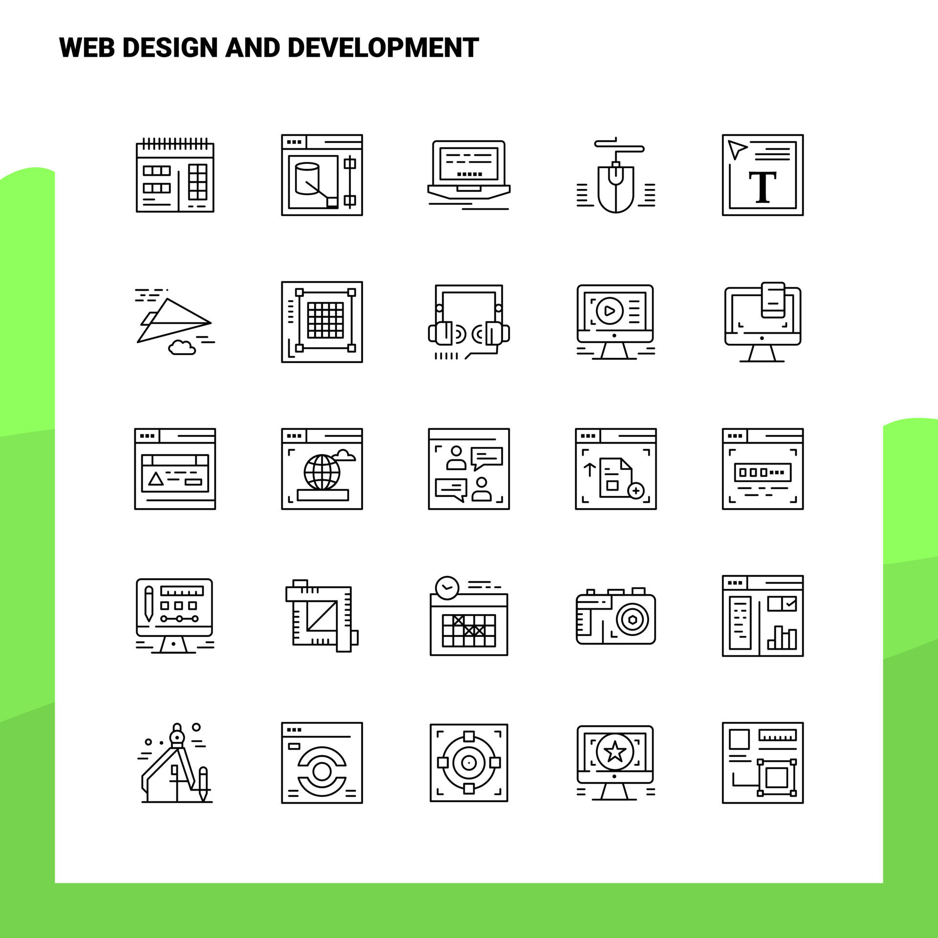 Set of Web Design And Development Line Icon set 25 Icons Vector ...