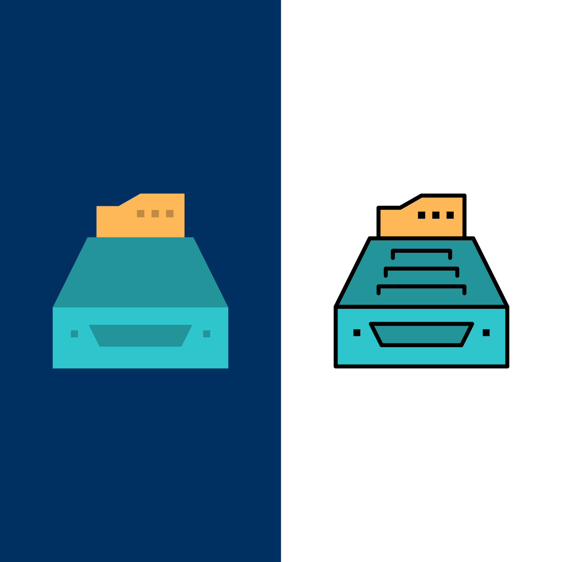 Files Accounting Accounts Data Database Inbox Storage Icons Flat And Line Filled Icon Set Vector