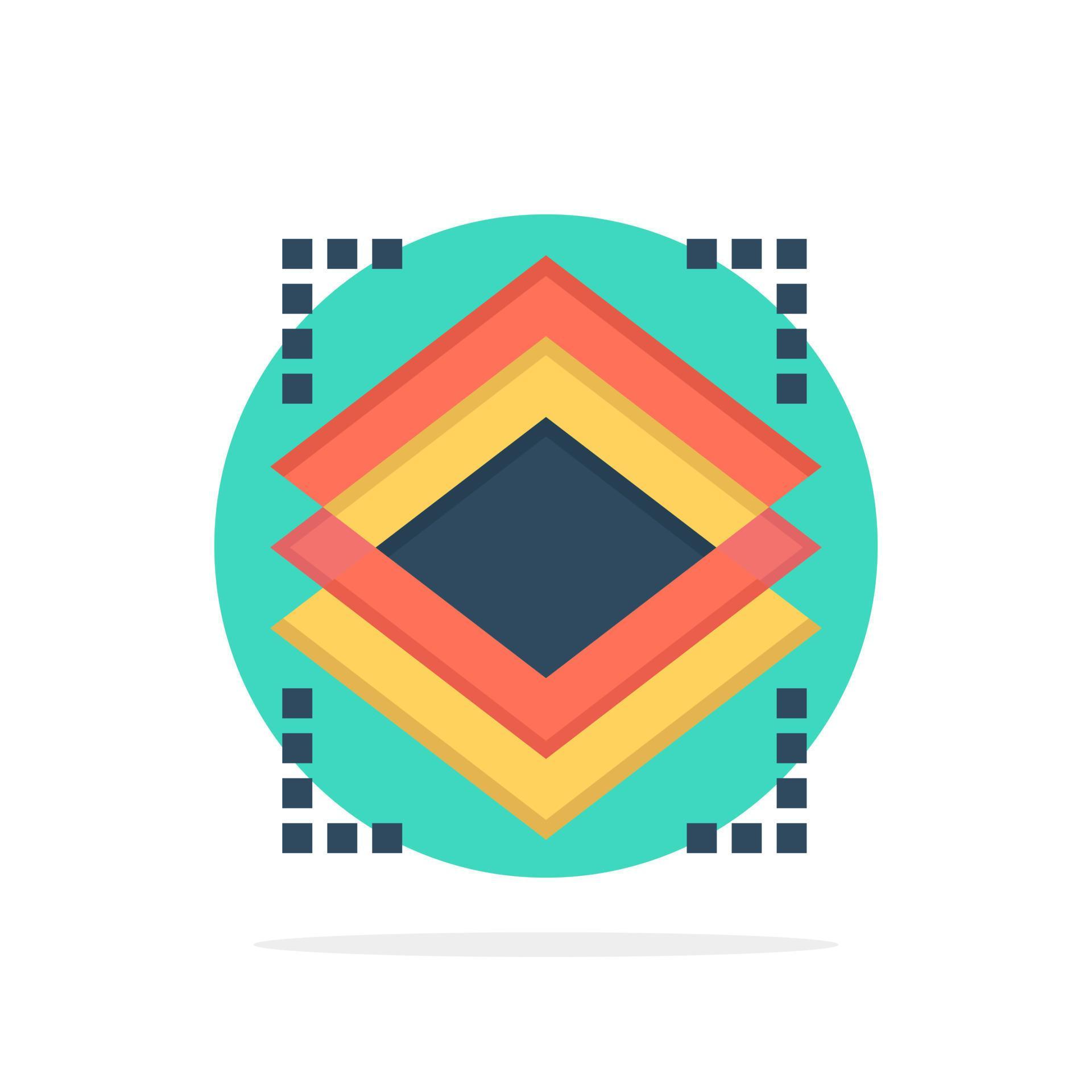 Layers Object Layer Server Abstract Circle Background Flat color Icon ...