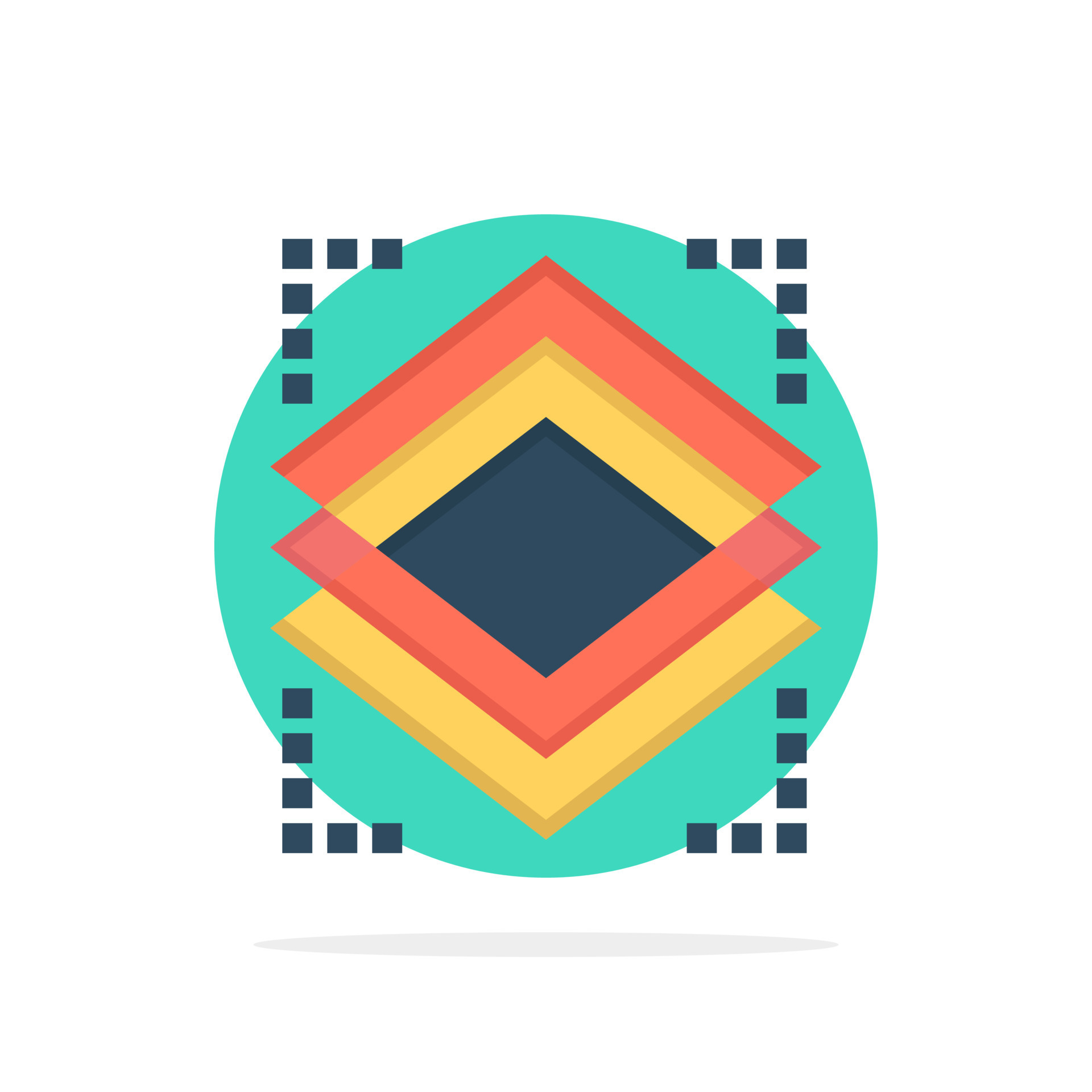 Layers Object Layer Server Abstract Circle Background Flat Color Icon