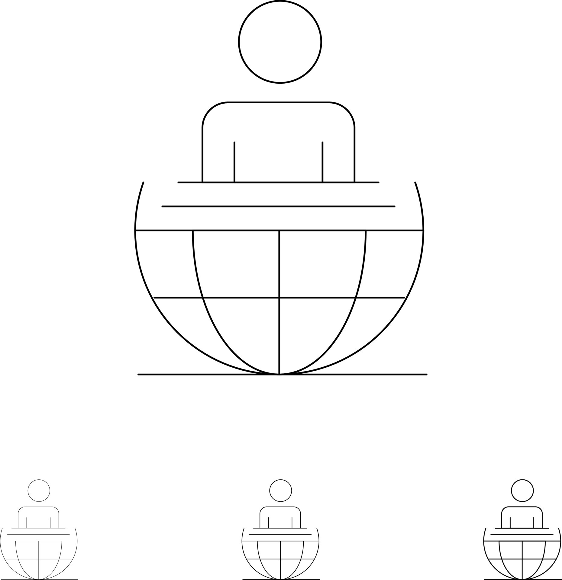 Global Process Business International Modern Bold And Thin Black Line Icon Set 17984164 Vector