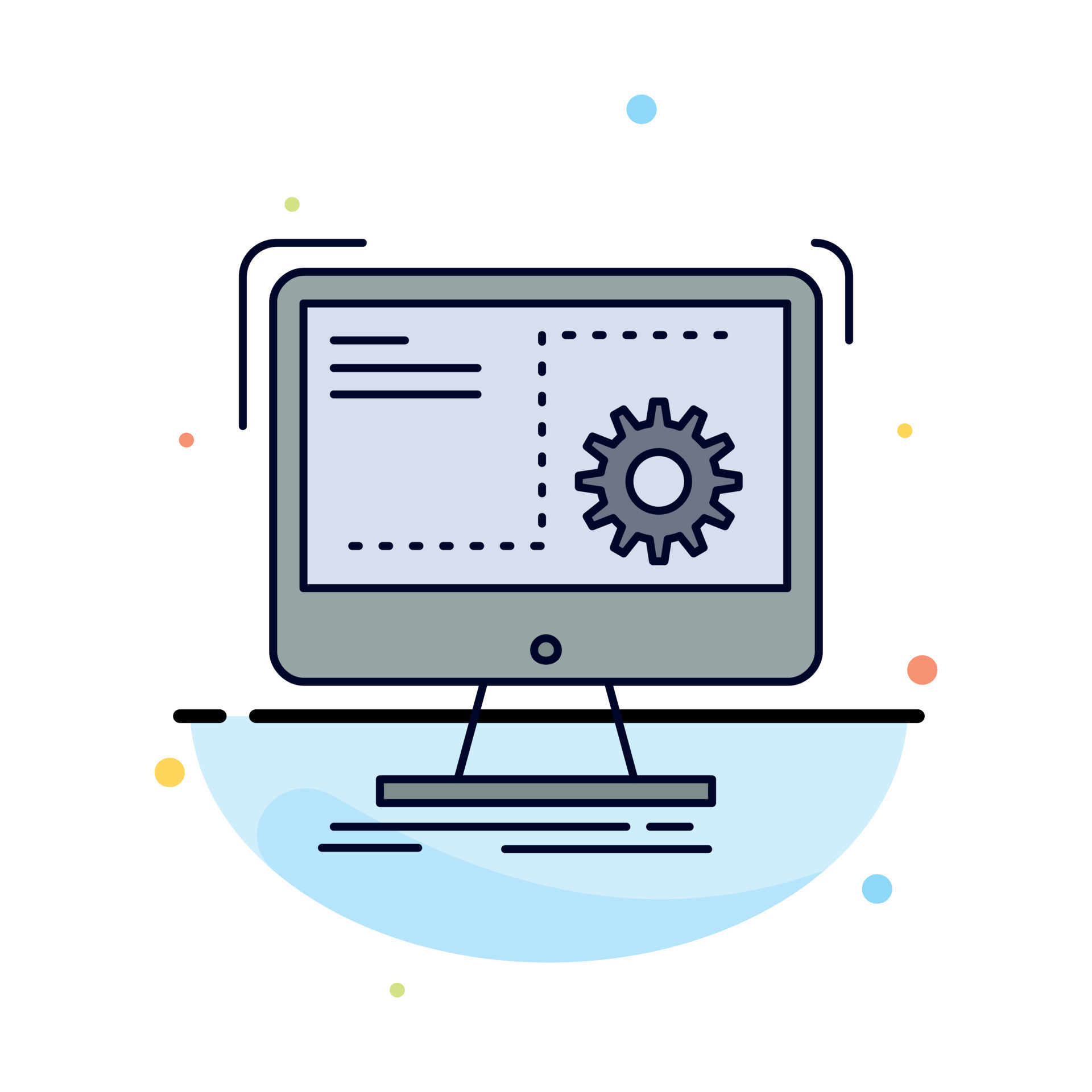 Command Computer Function Process Progress Flat Color Icon Vector 5174