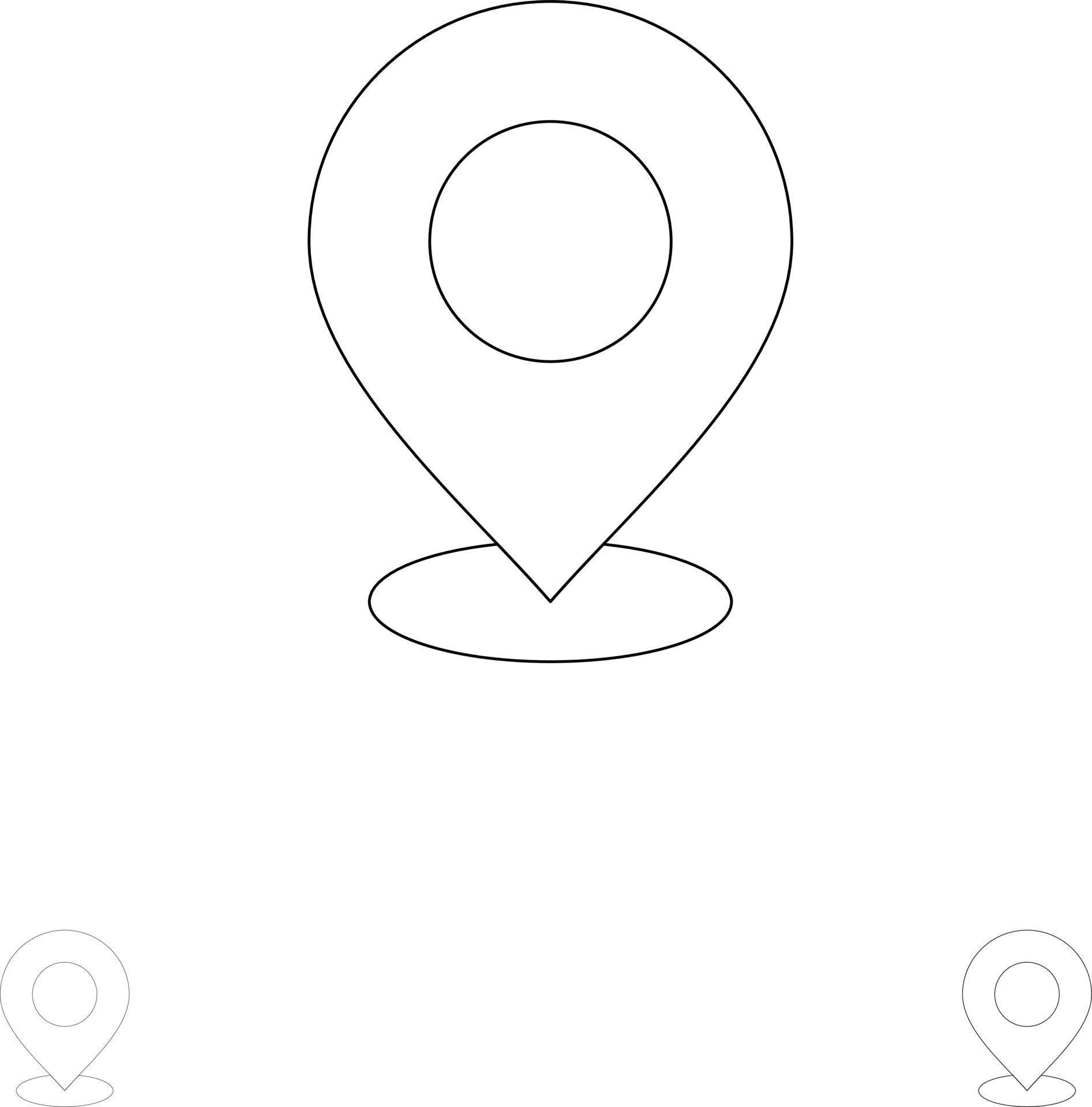 Location Map Mark Marker Pin Place Point Pointer Bold And Thin Black Line Icon Set 17984261