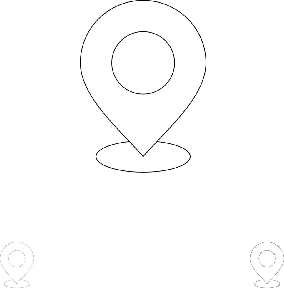 Location Map Mark Marker Pin Place Point Pointer Bold And Thin Black Line Icon Set 17984261