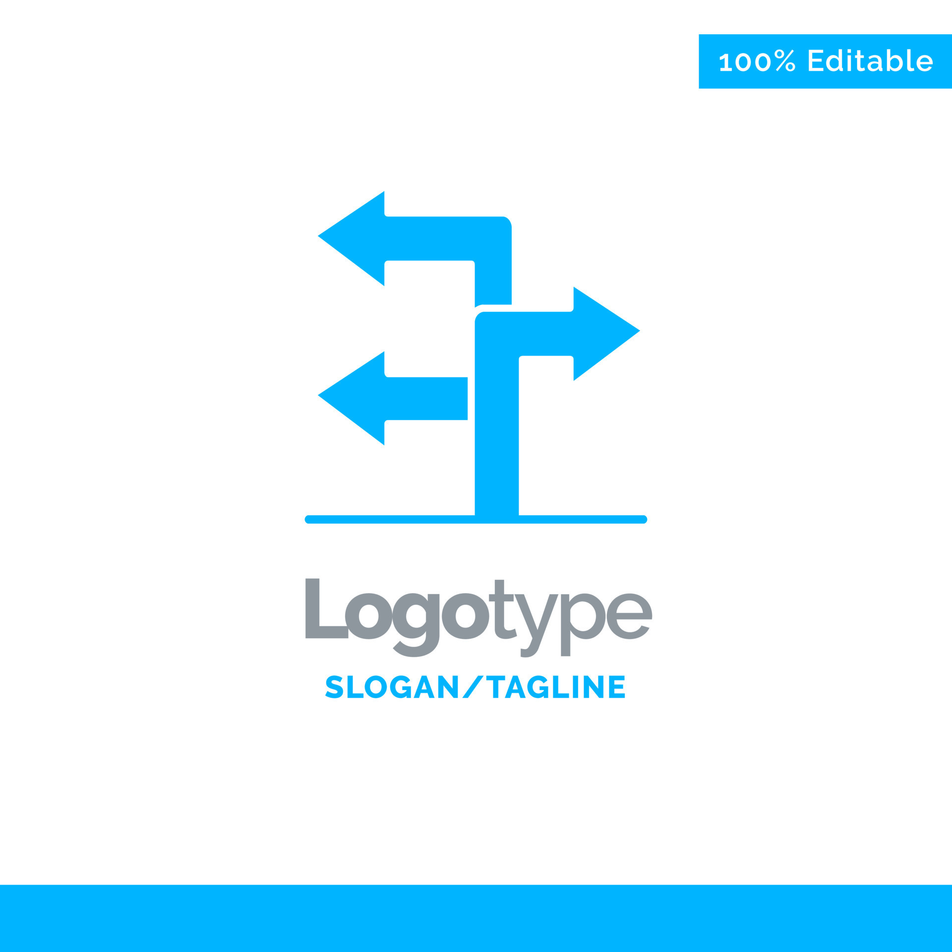 Arrow Direction Navigation Blue Solid Logo Template Place For Tagline