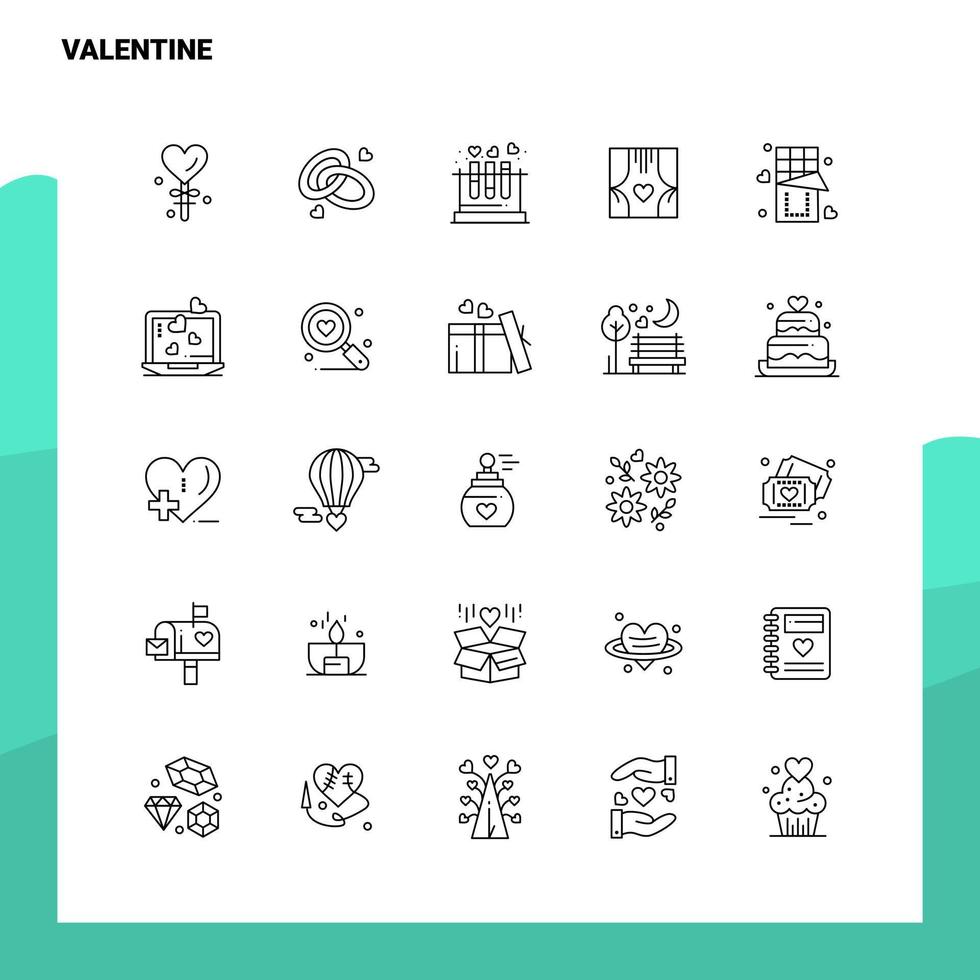 Set Of Valentine Line Icon Set 25 Icons Vector Minimalism Style Design
