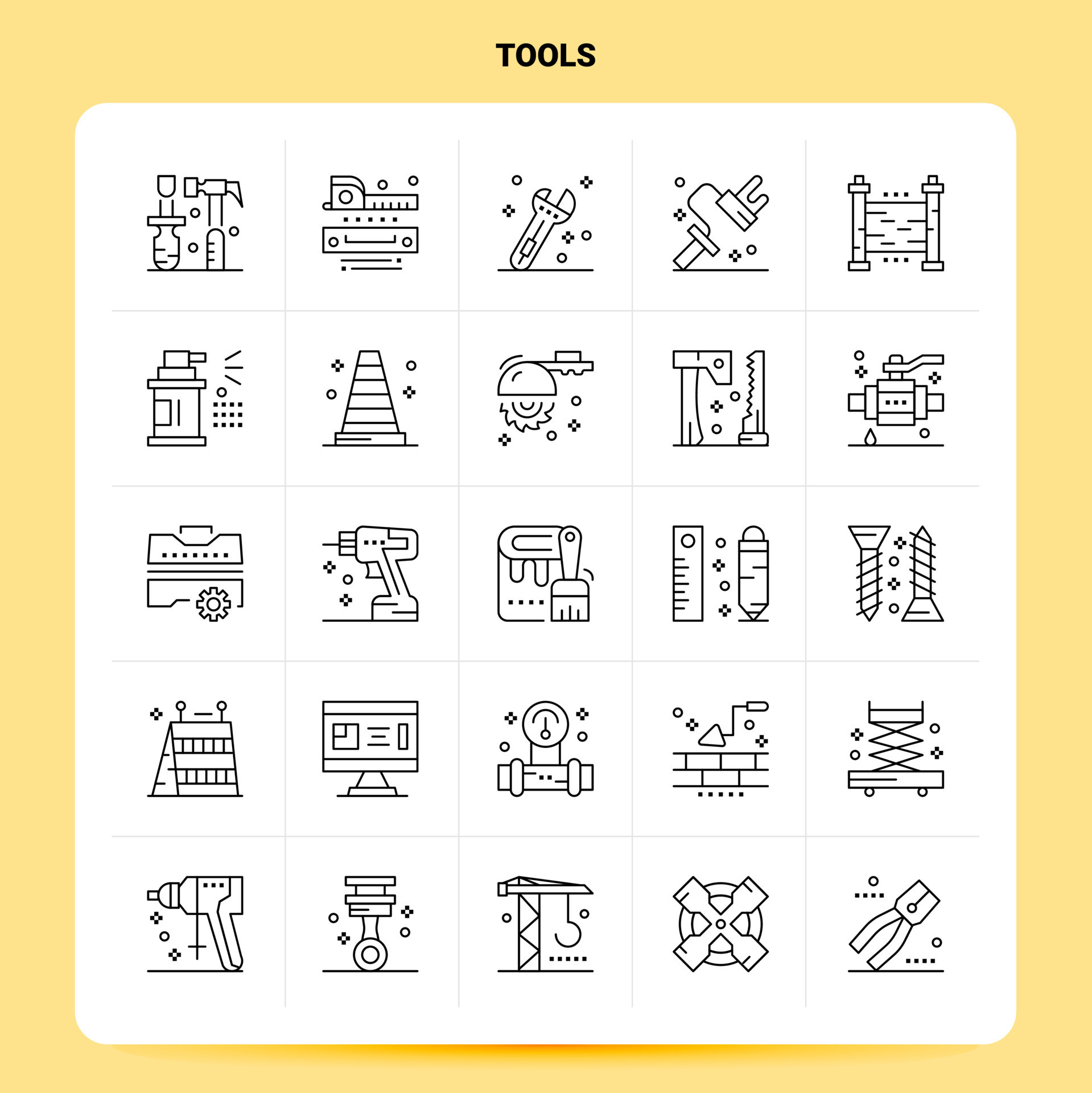 Outline 25 Tools Icon Set Vector Line Style Design Black Icons Set Linear Pictogram Pack Web And