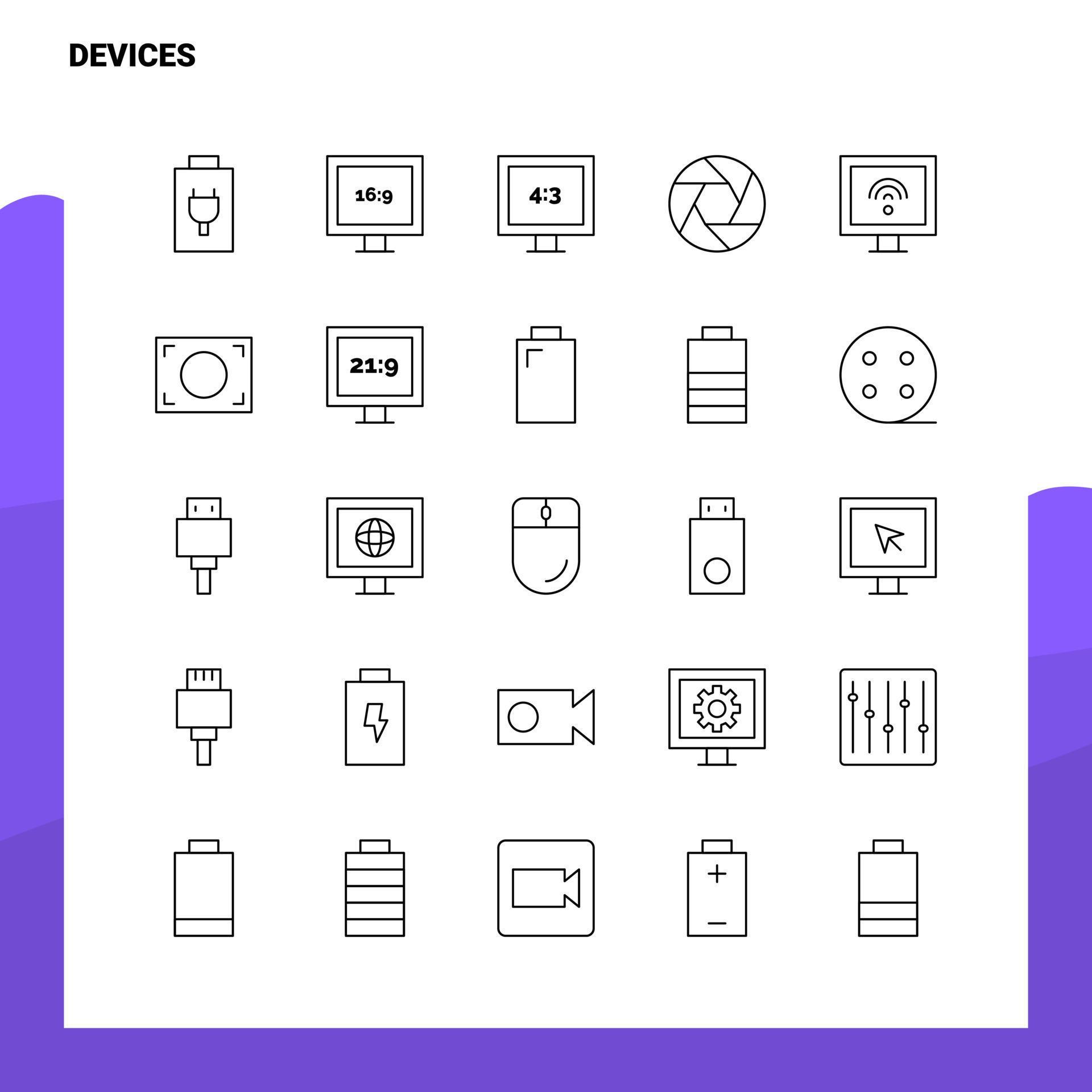 Set Of Devices Line Icon Set 25 Icons Vector Minimalism Style Design Black Icons Set Linear