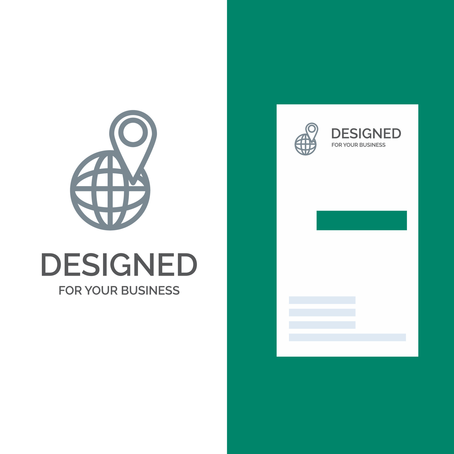 Global Location Map World Grey Logo Design And Business Card Template