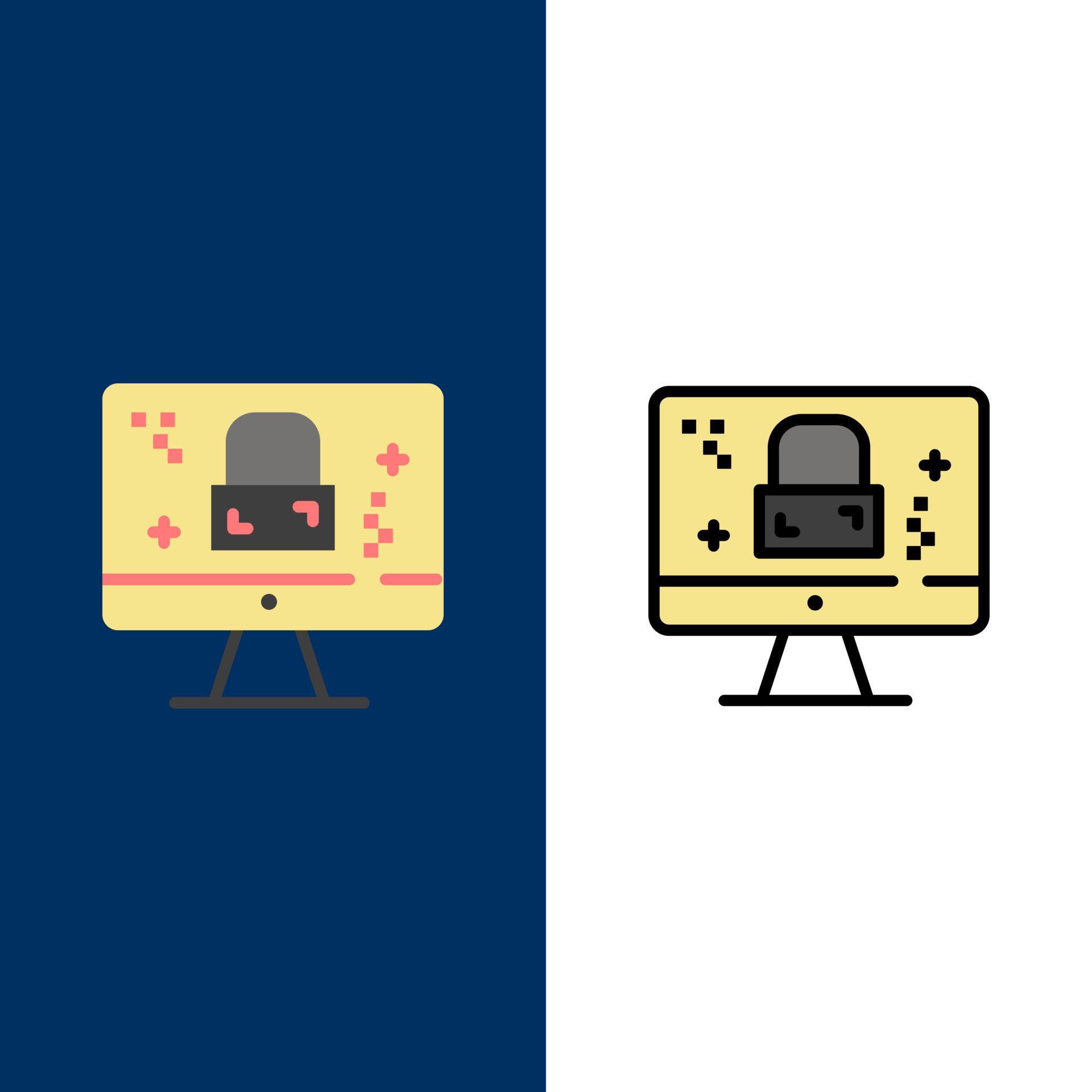 Dmca Protection Monitor Screen Lock Icons Flat and Line Filled Icon Set ... Dmca Protection Monitor Screen Lock Icons Flat and Line Filled Icon Set ...