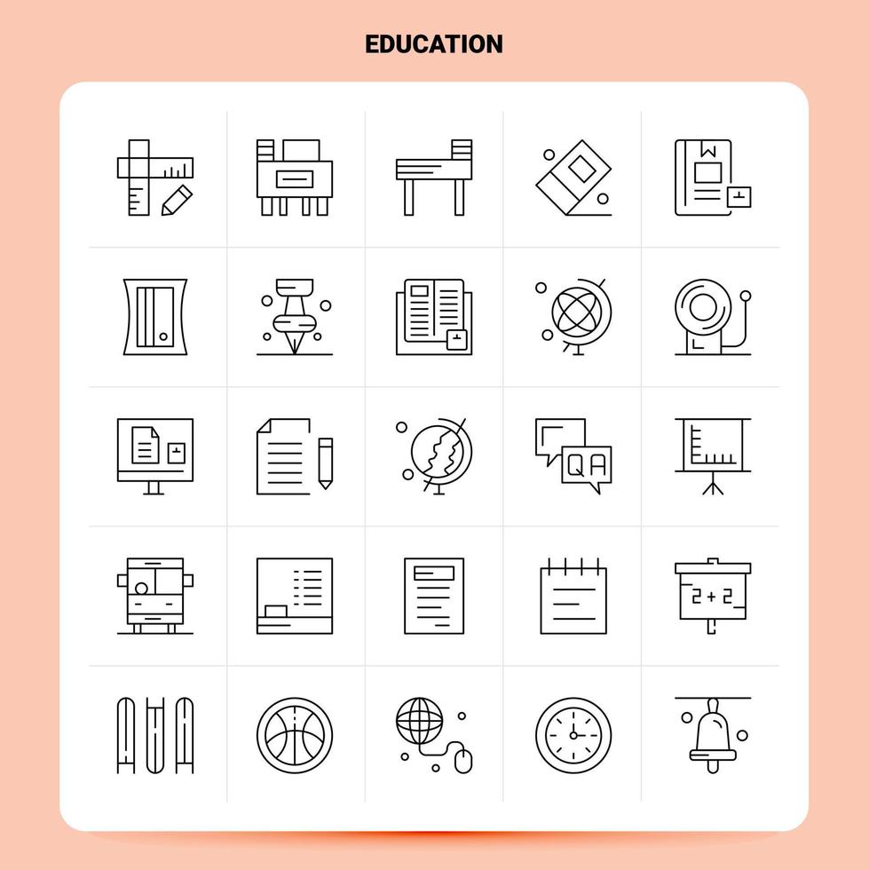 Outline 25 Education Icon Set Vector Line Style Design Black Icons Set Linear Pictogram Pack Web