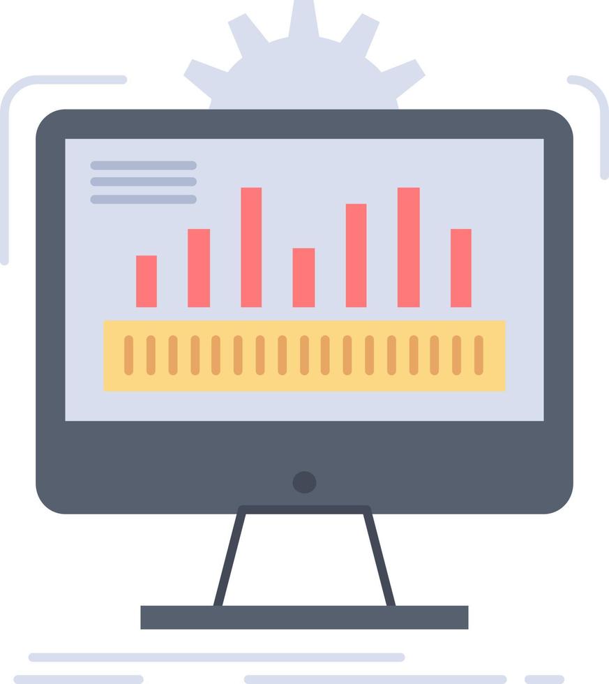 Dashboard Admin Monitor Monitoring Processing Flat Color Icon Vector