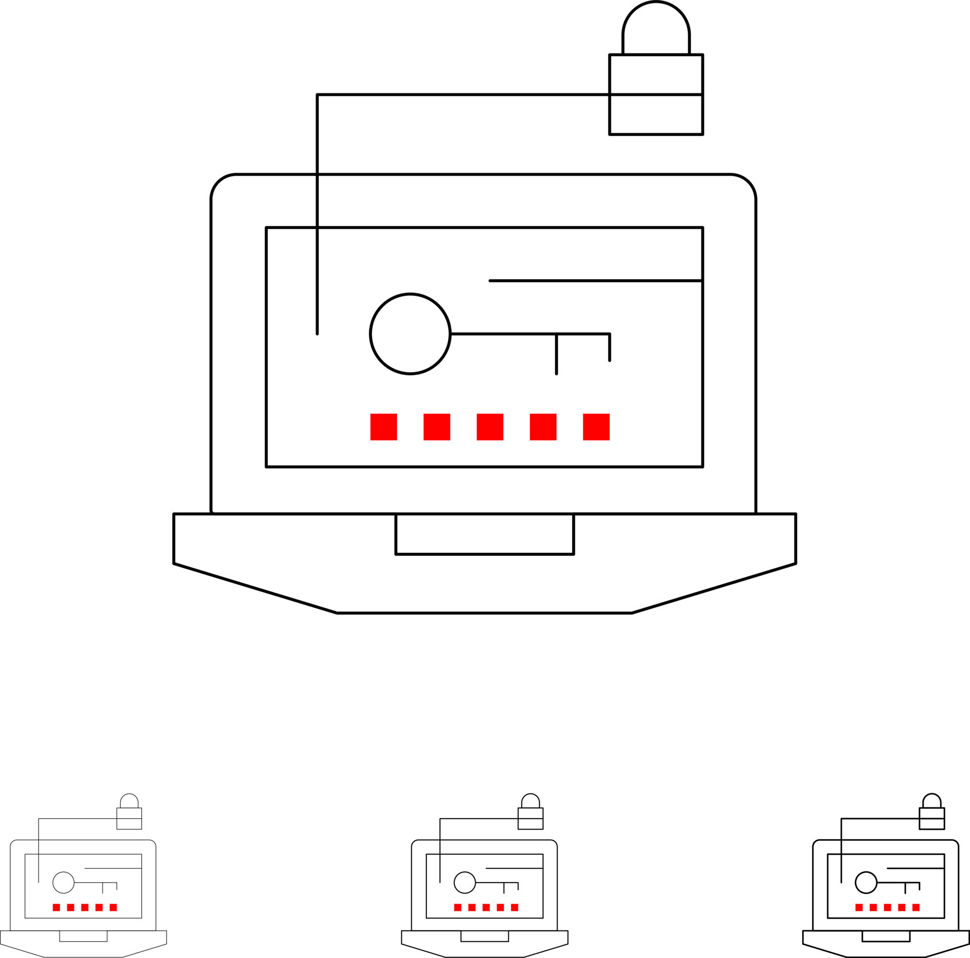 Access Computer Hardware Key Laptop Bold And Thin Black Line Icon Set