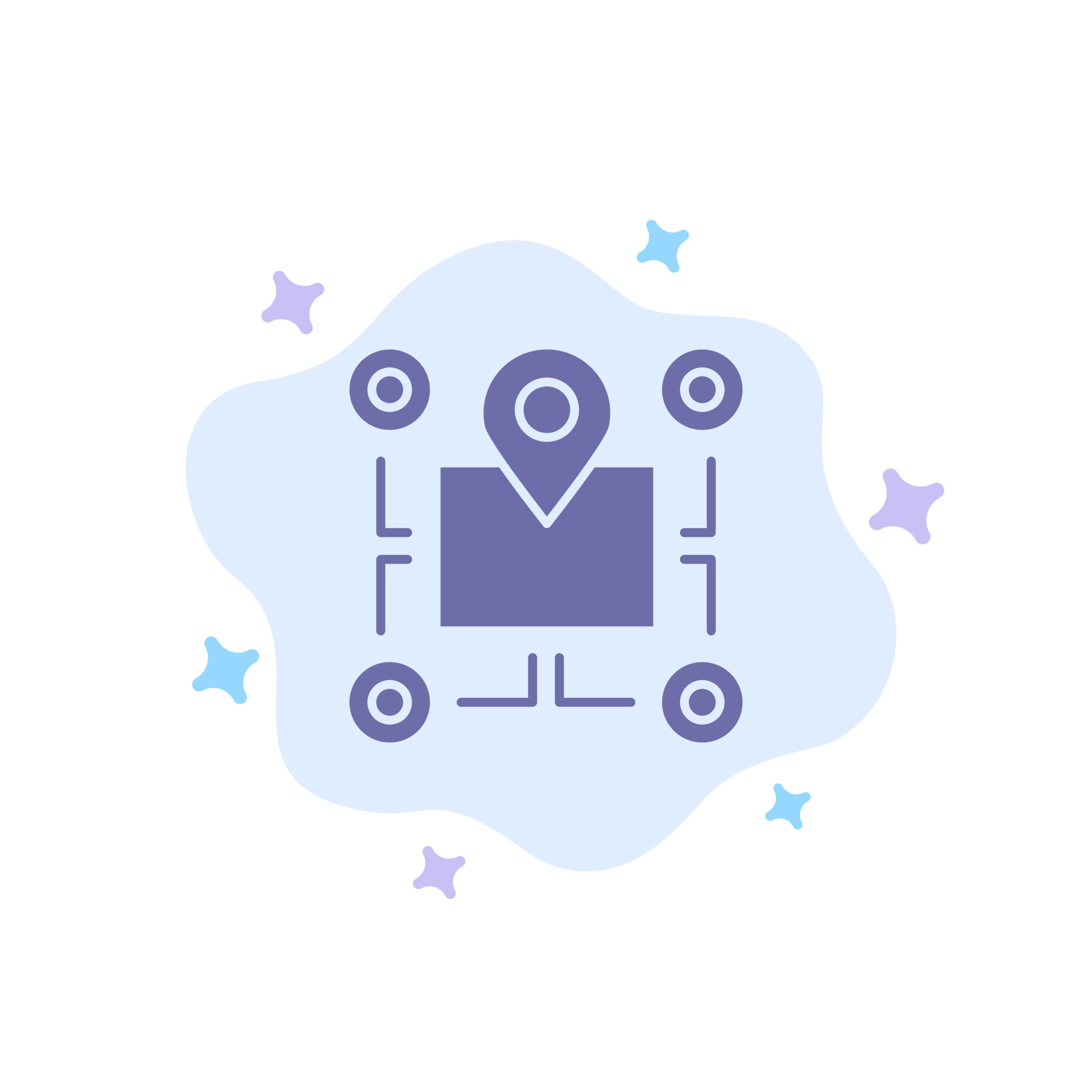 Location Map Chip Area Pointer Blue Icon On Abstract Cloud Background