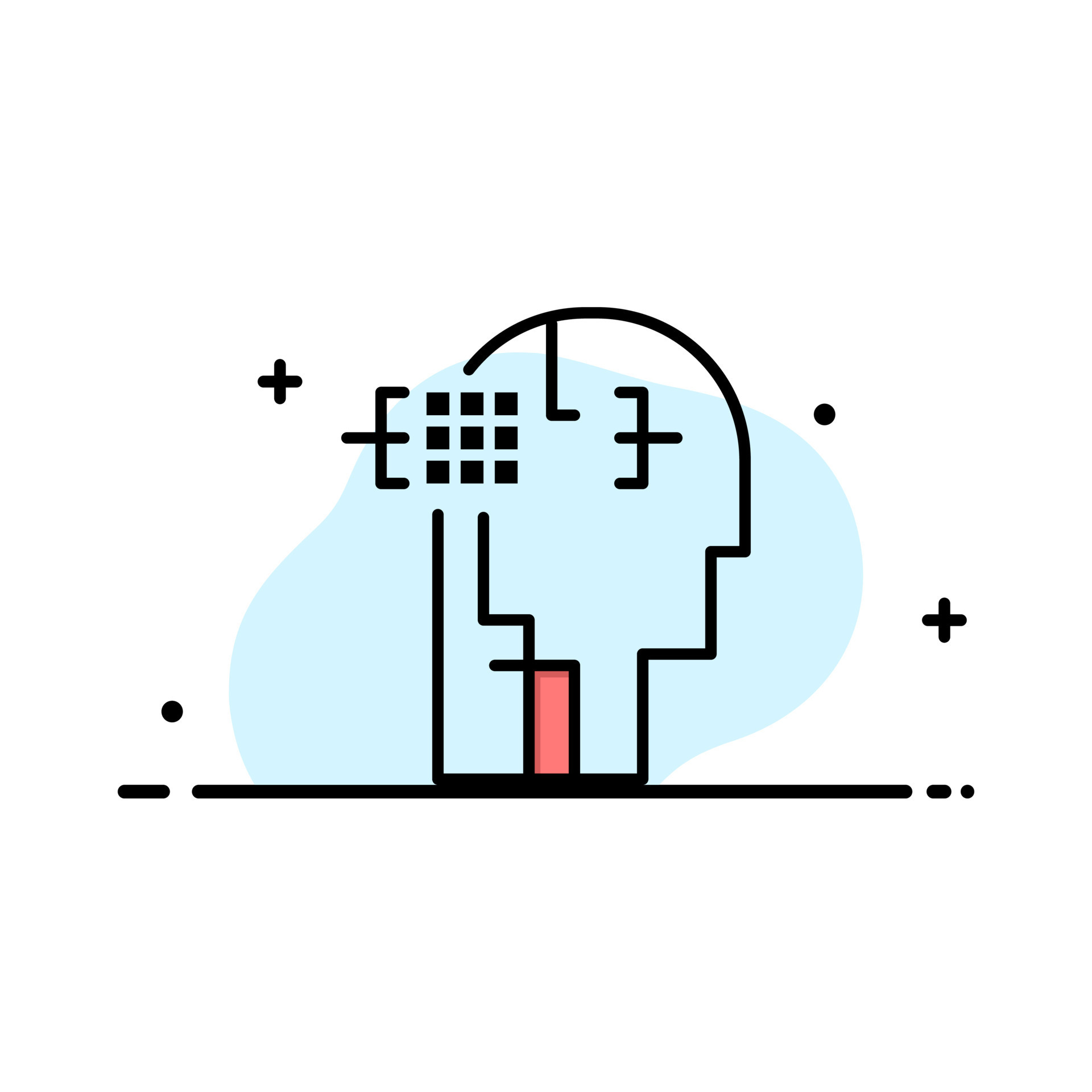 Artificial Human Man Head Business Flat Line Filled Icon Vector Banner