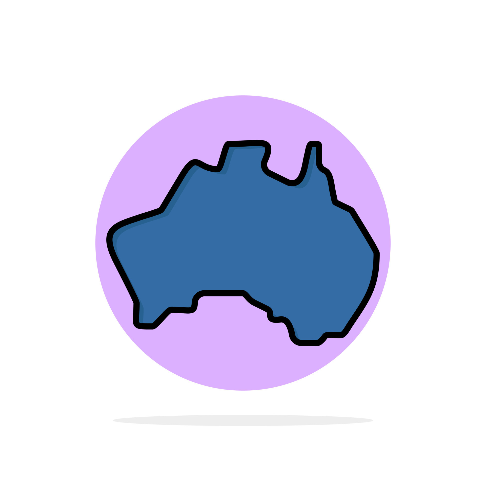 Australian Country Location Map Travel Abstract Circle Background Flat