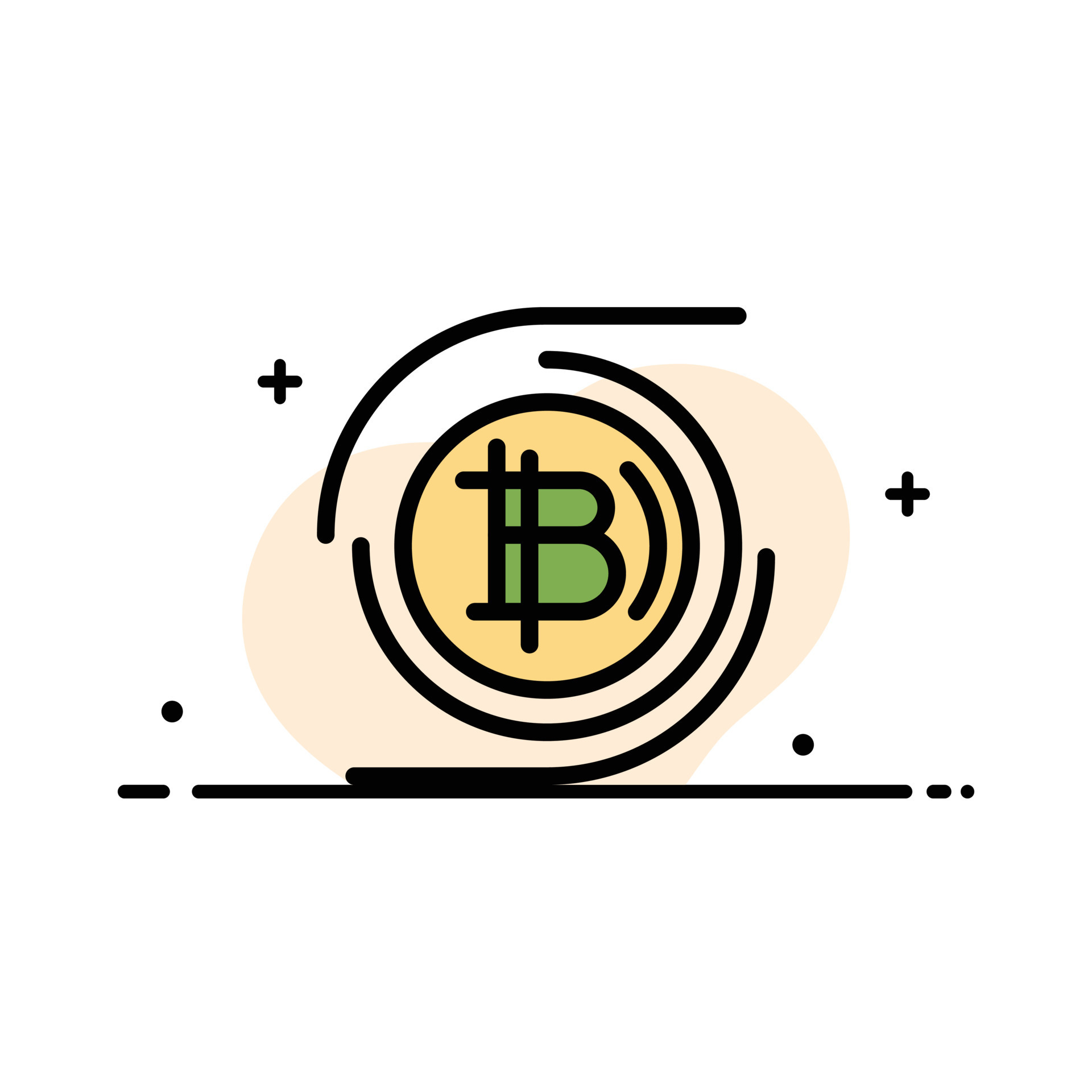 Bitcoins Bitcoin Block Chain Crypto Currency Decentralized Business Flat Line Filled Icon Vector