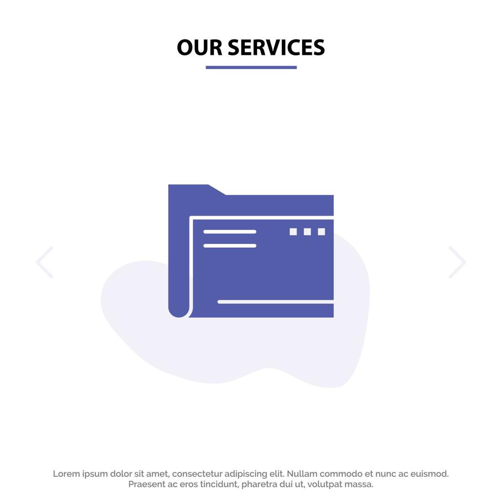 Our Services Folder Archive Computer Document Empty File Storage Solid Glyph Icon Web card ...
