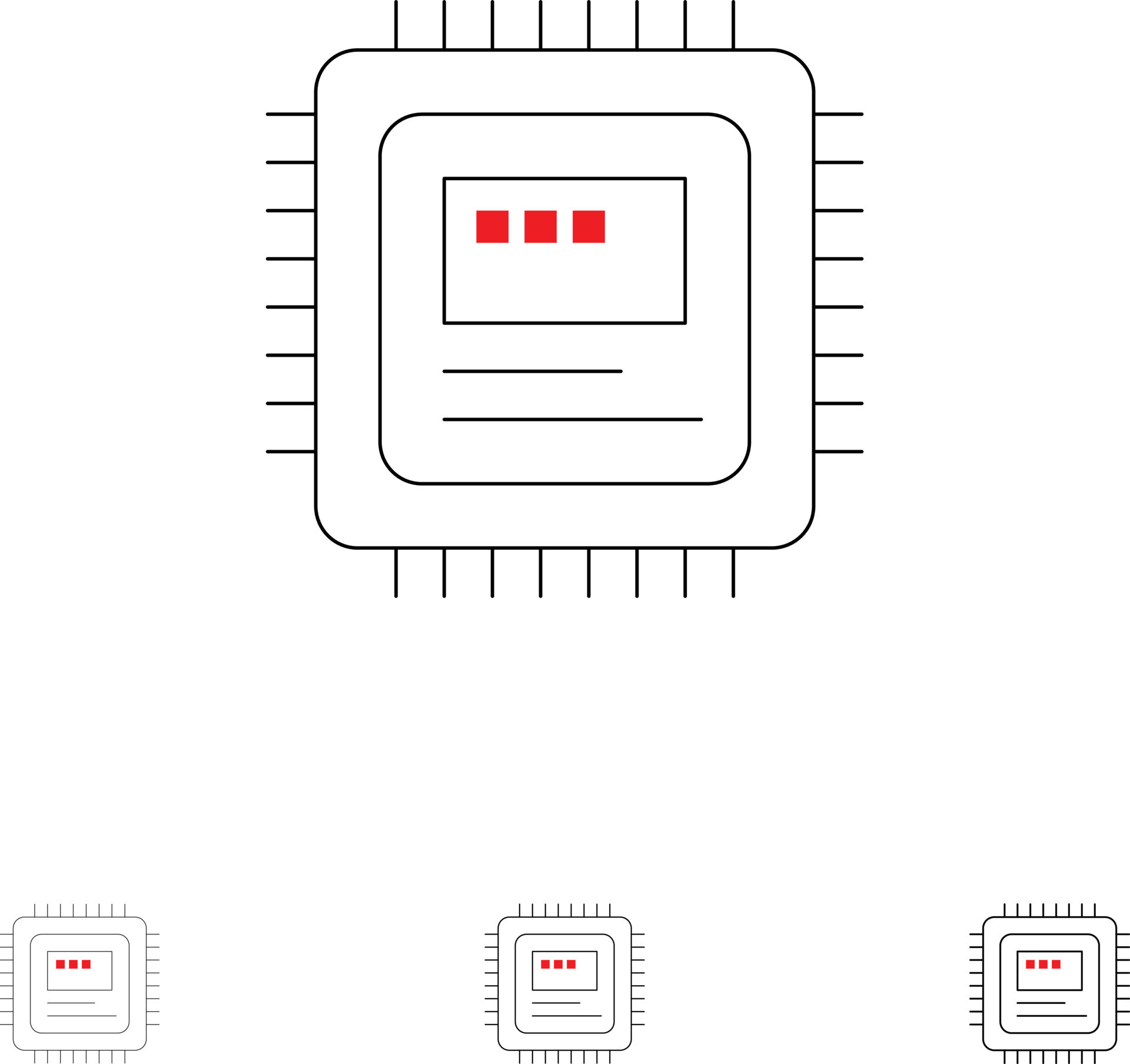 Cpu Storage Computer Hardware Bold And Thin Black Line Icon Set