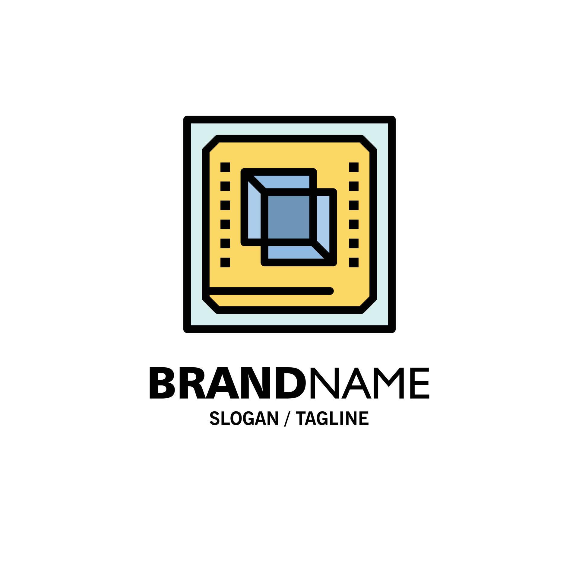 Chip Computer Cpu Hardware Processor Business Logo Template Flat Color