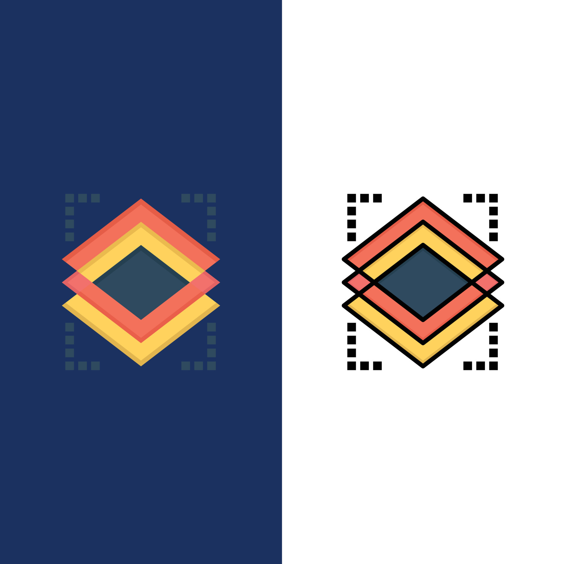 Layers Object Layer Server Icons Flat And Line Filled Icon Set Vector