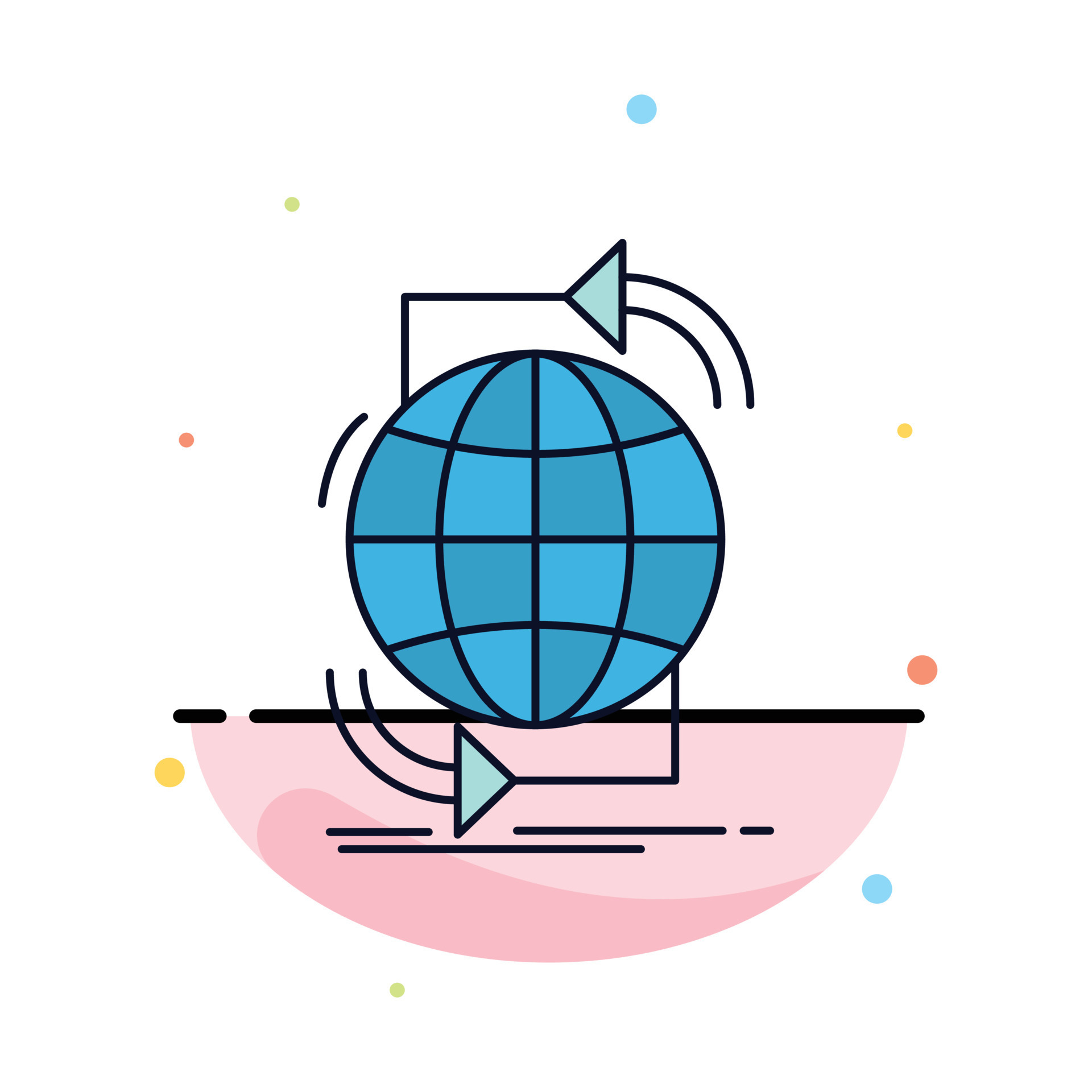 Connectivity Global Internet Network Web Flat Color Icon Vector