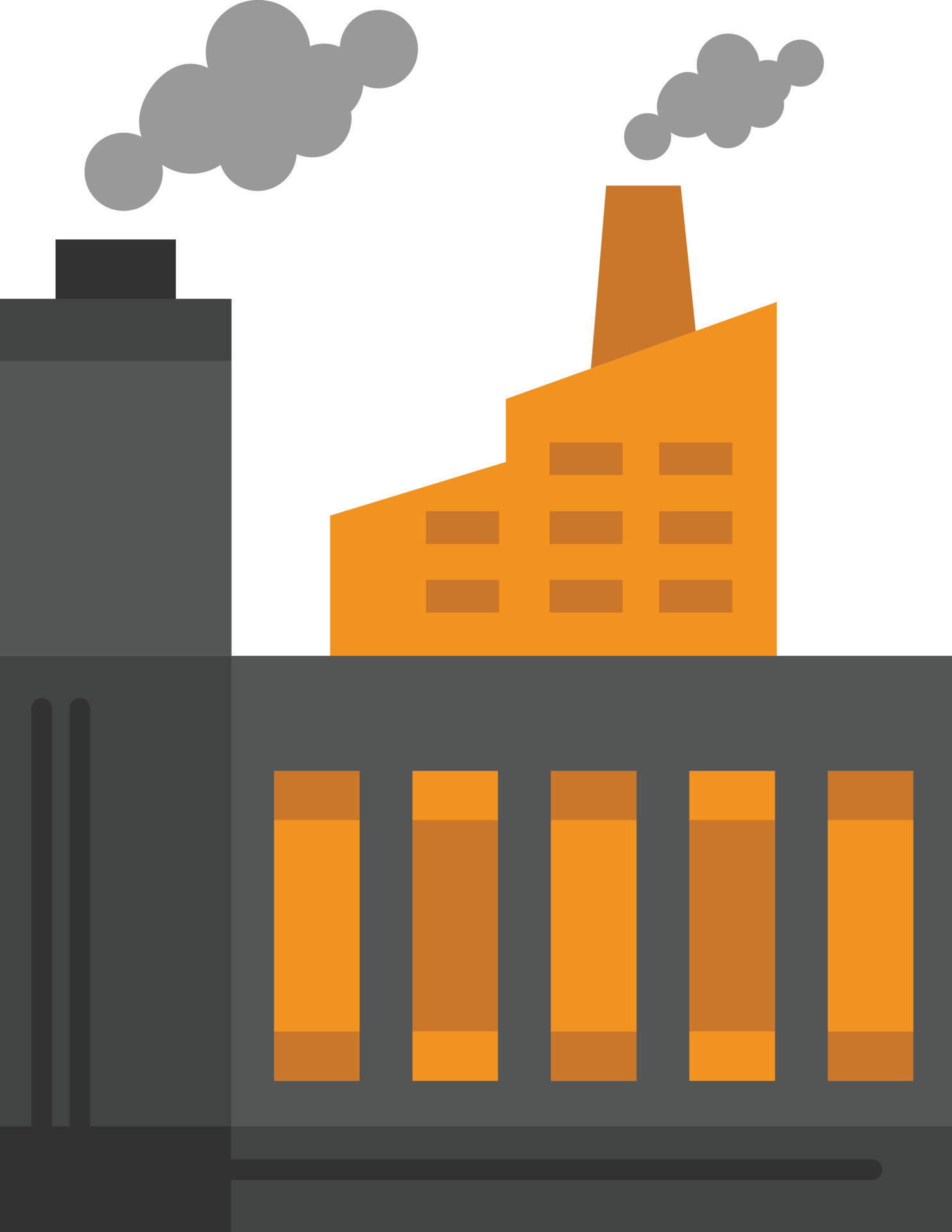 Industry Building Construction Factory Smoke Flat Color Icon Vector Icon Banner Template