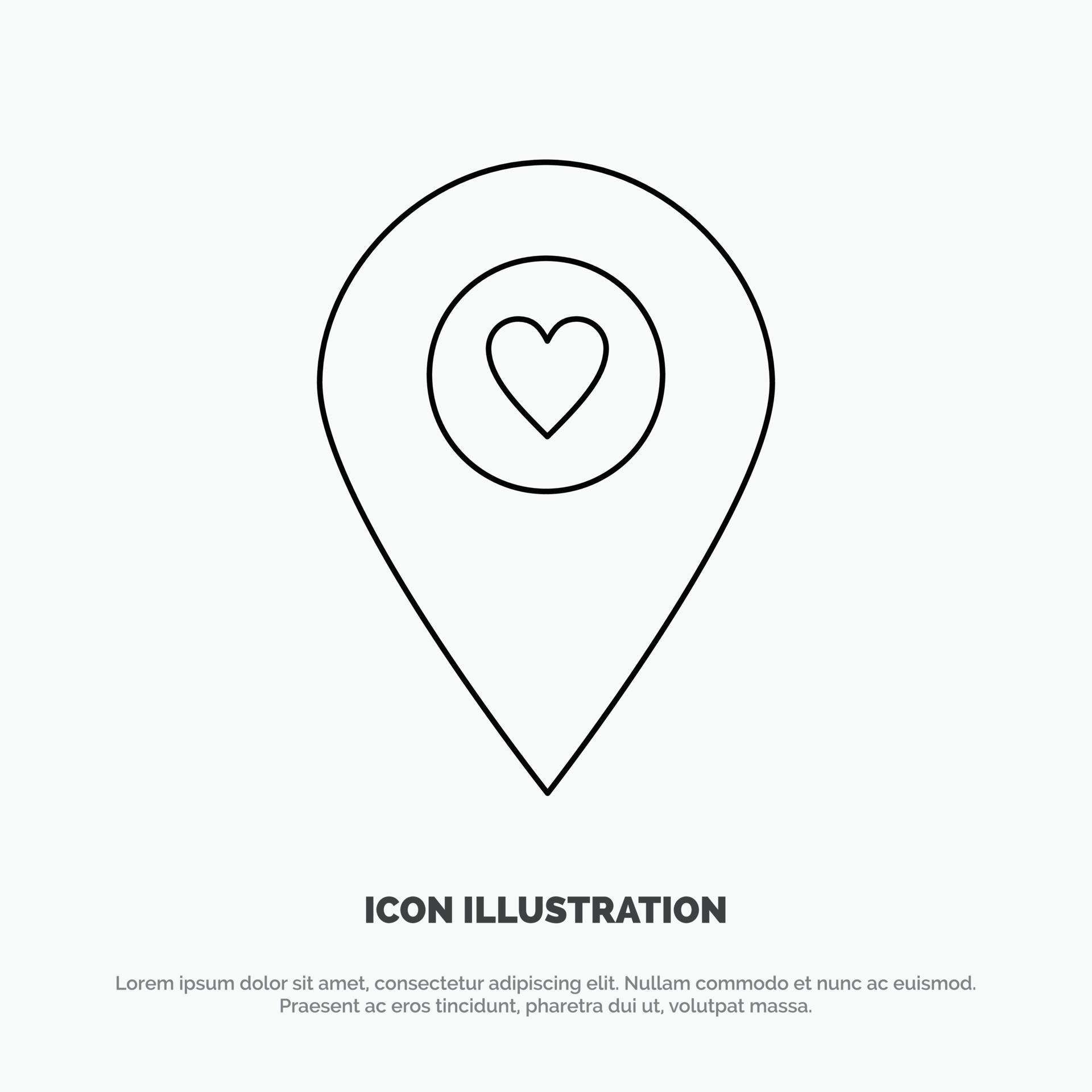 Heart Location Map Pointer Line Icon Vector 17994439 Vector Art At Vecteezy