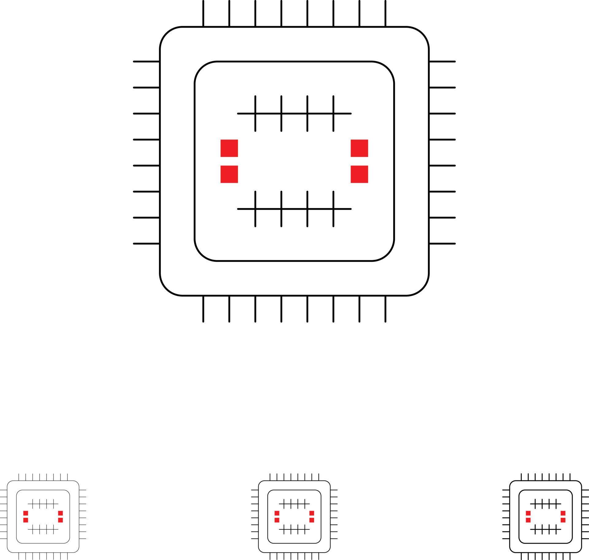 System Tech Technology Cpu Bold And Thin Black Line Icon Set 17996866 Vector Art At Vecteezy