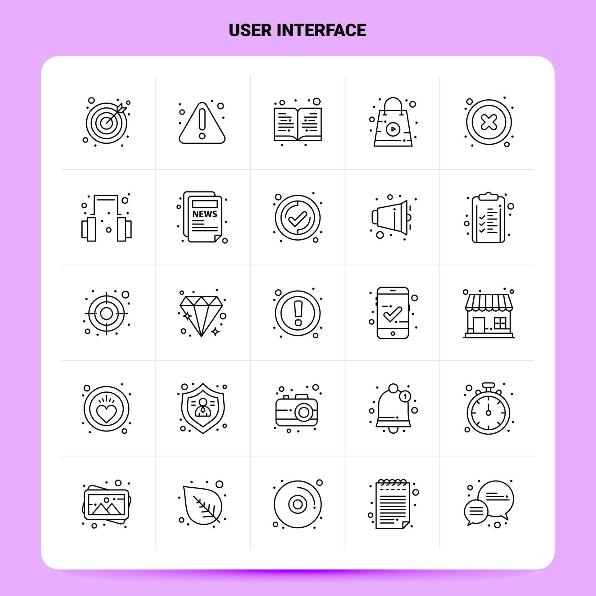 OutLine 25 User Interface Icon set Vector Line Style Design Black Icons ...