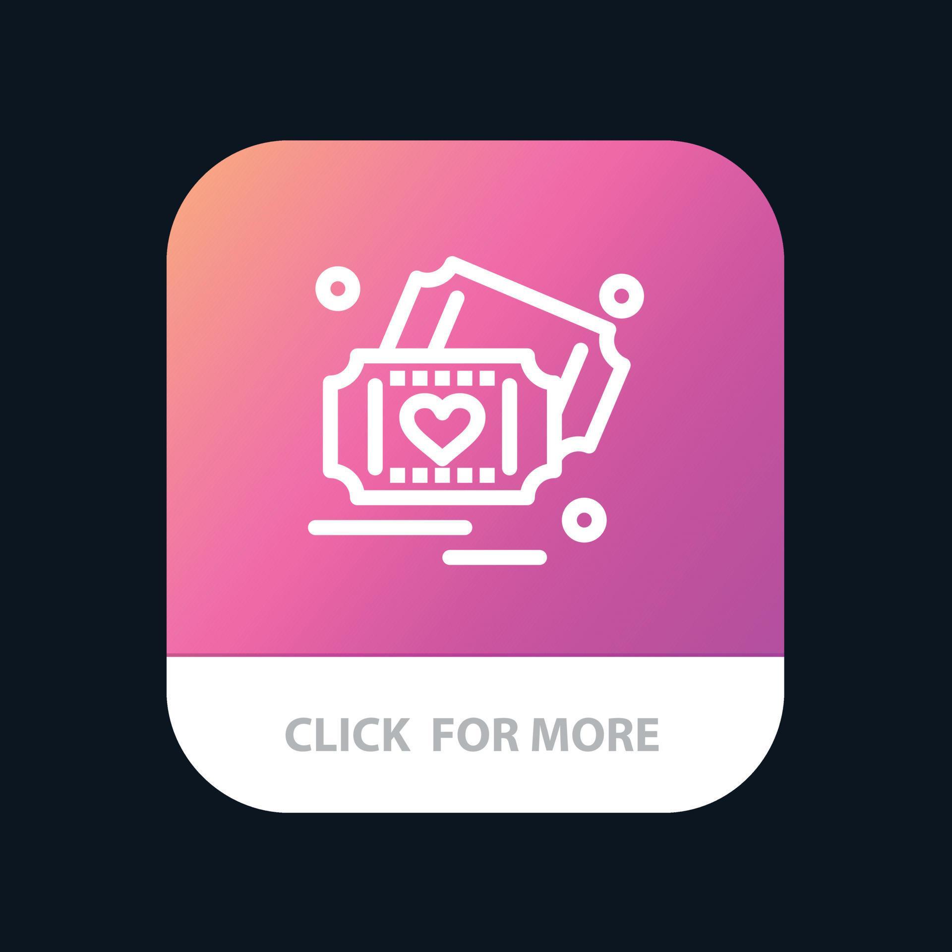 Ticket Love Heart Wedding Mobile App Button Android And Ios Line Version 17997044 Vector Art At