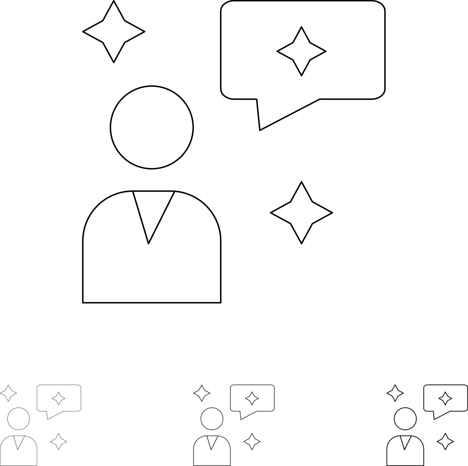 Man Chat Chatting Interface Bold And Thin Black Line Icon Set 17998019 Vector Art At Vecteezy