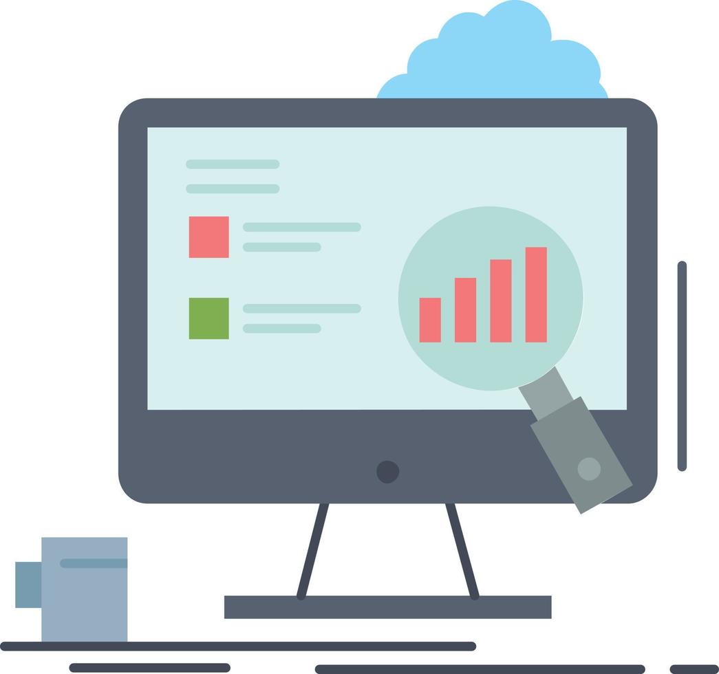 Analytics Board Presentation Laptop Statistics Flat Color Icon Vector 17999403 Vector Art At