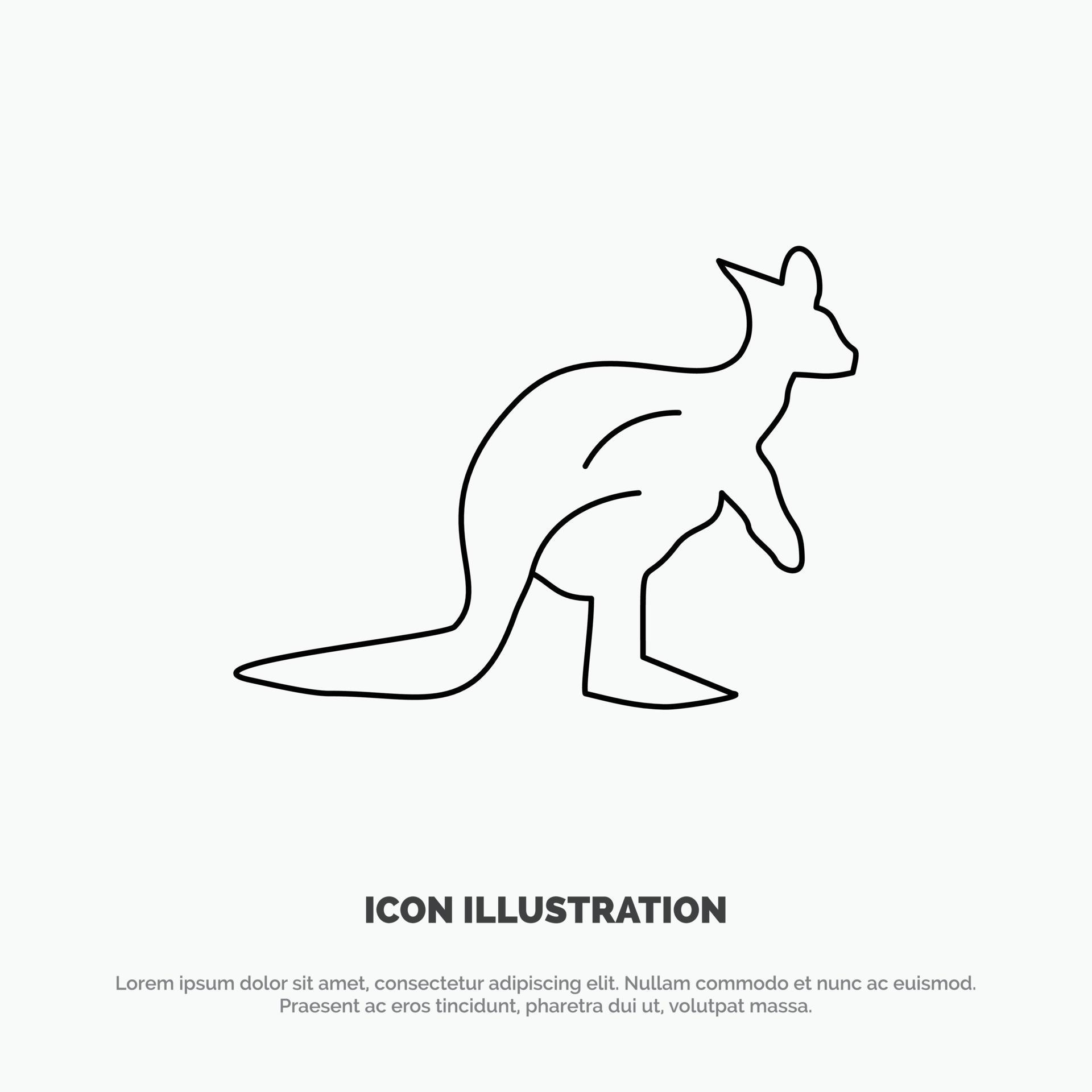 Animal Australia Australian Indigenous Kangaroo Travel Line Icon Vector ...