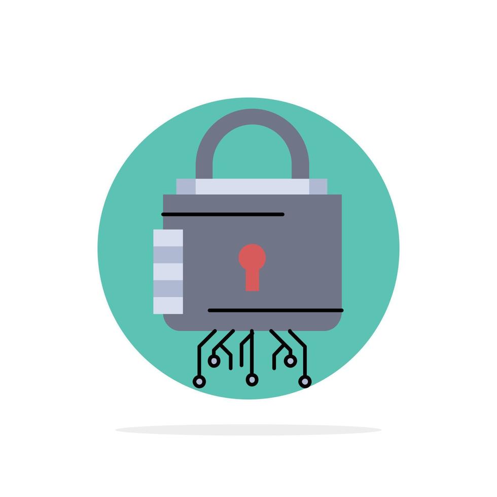 Security Cyber Lock Protection Secure Flat Color Icon Vector 18001555