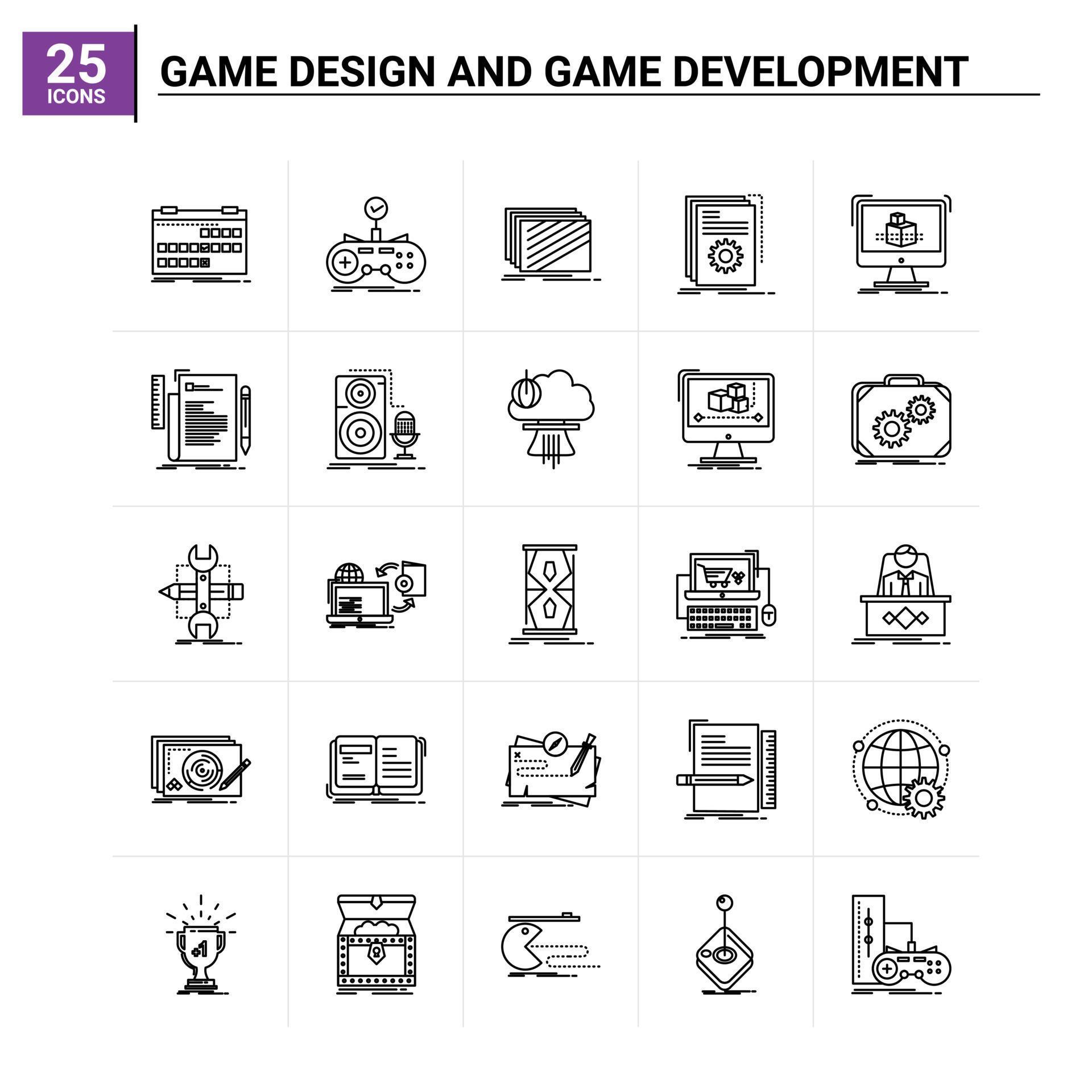 25 Game Design And Game Development icon set vector background 18001609 ...