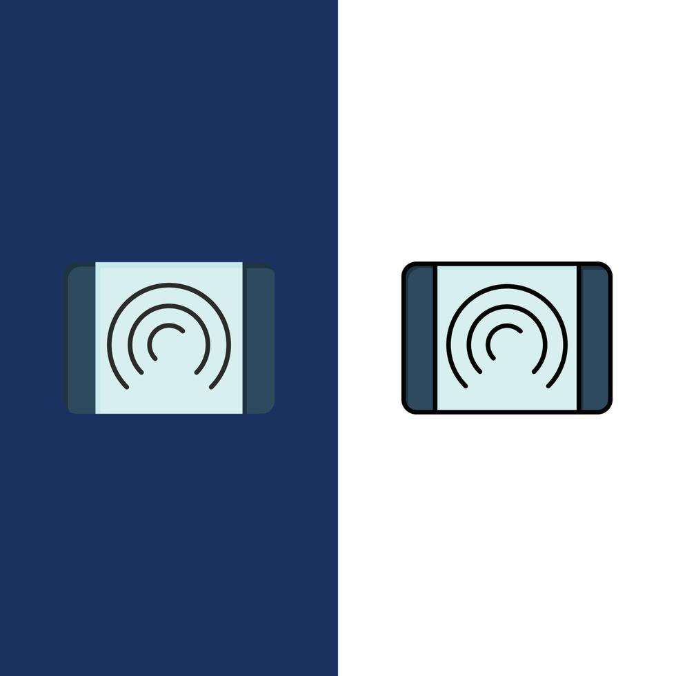Interaction User Touch Interface Icons Flat And Line Filled Icon Set Vector Blue Background