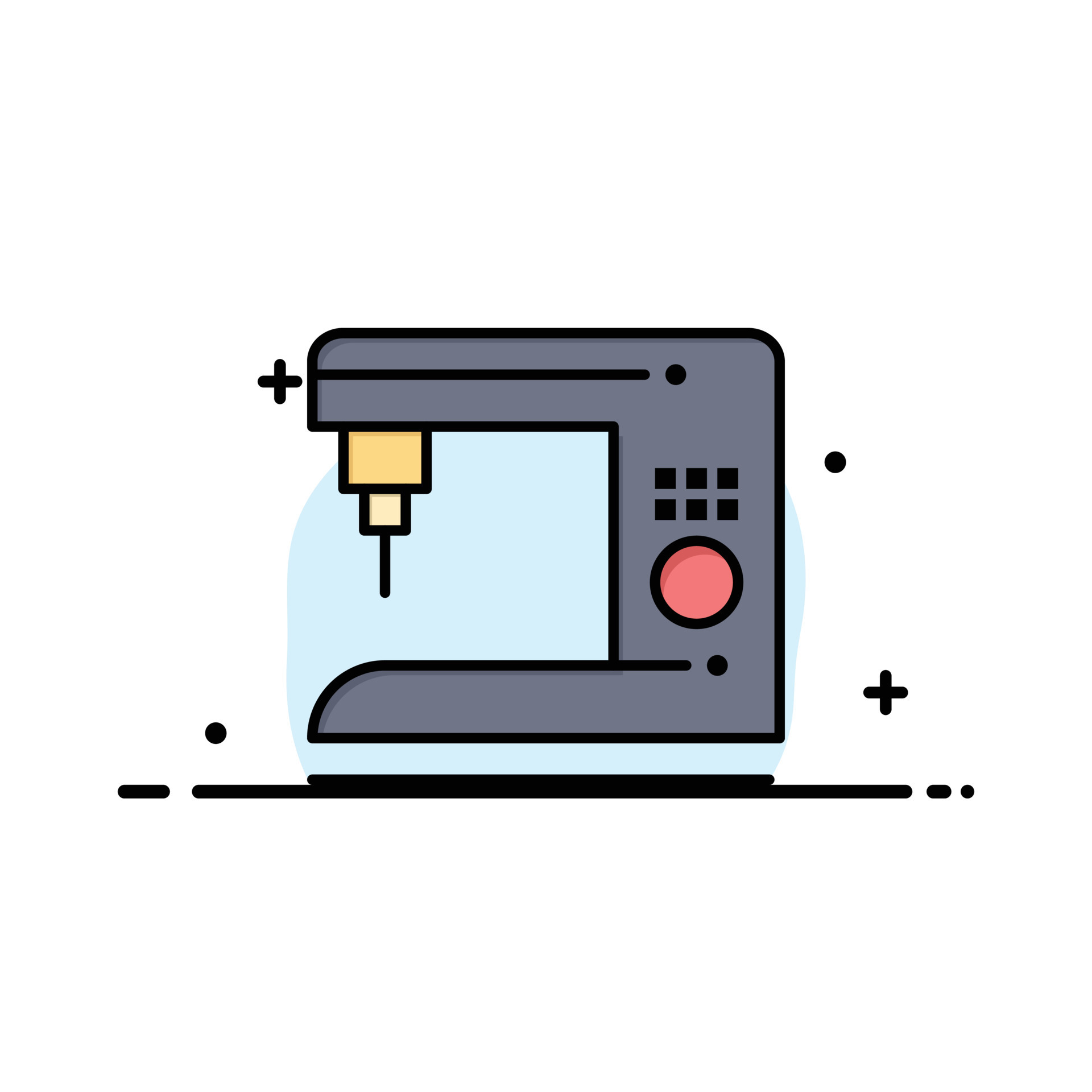 Coffee Electric Home Machine Business Flat Line Filled Icon Vector