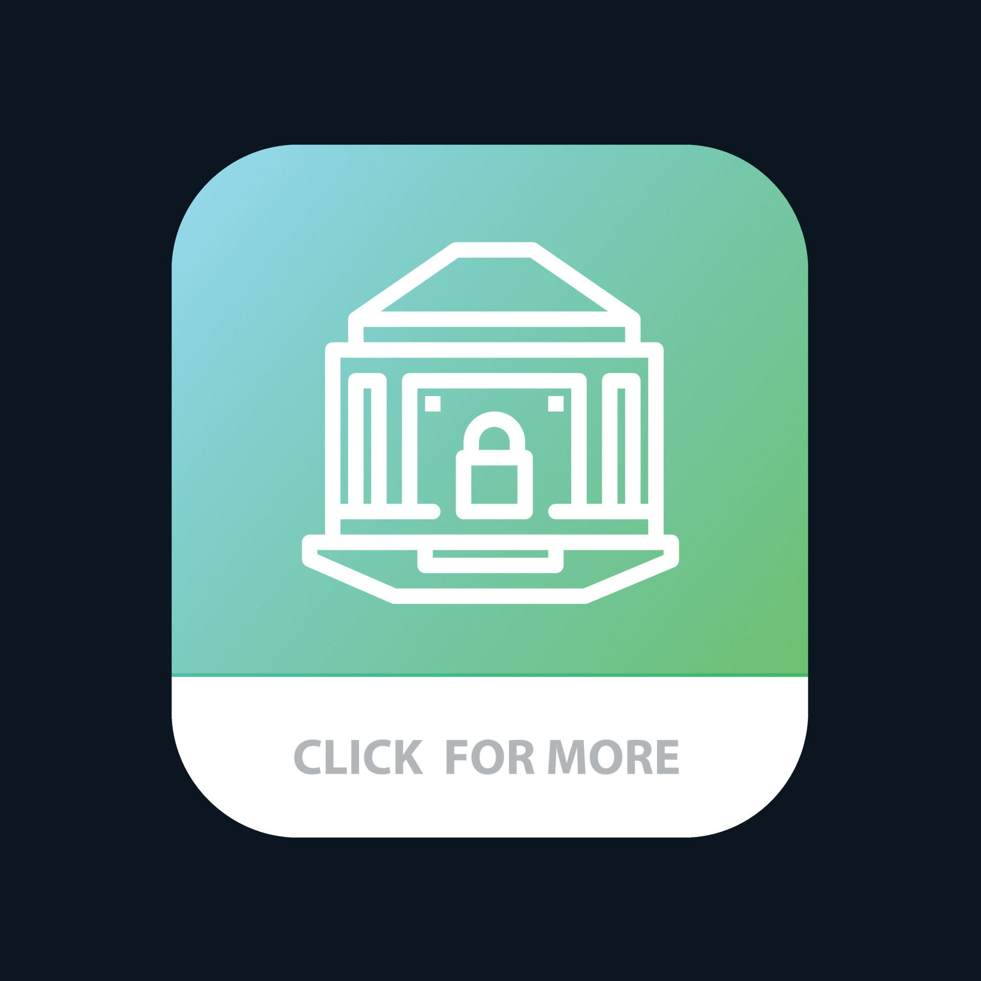 Bank Banking Internet Lock Security Mobile App Button Android And Ios Line Version 18002610