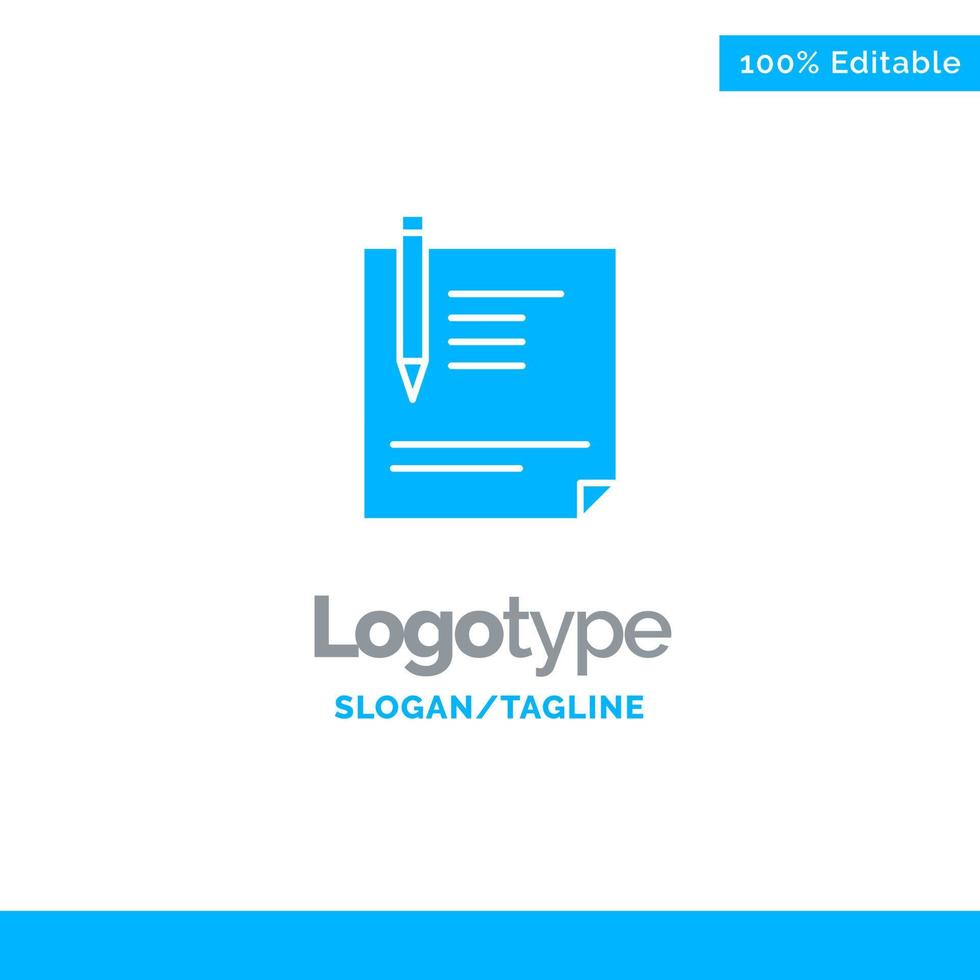 Contract Document File Page Paper Sign Signing Blue Solid Logo Template