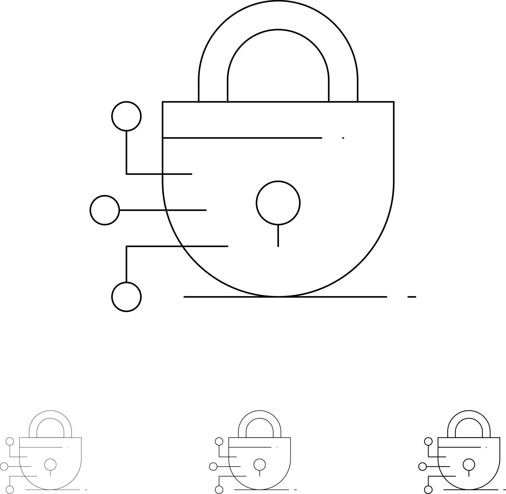 Digital Lock Technology Bold and thin black line icon set 18003498 Vector Art at Vecteezy