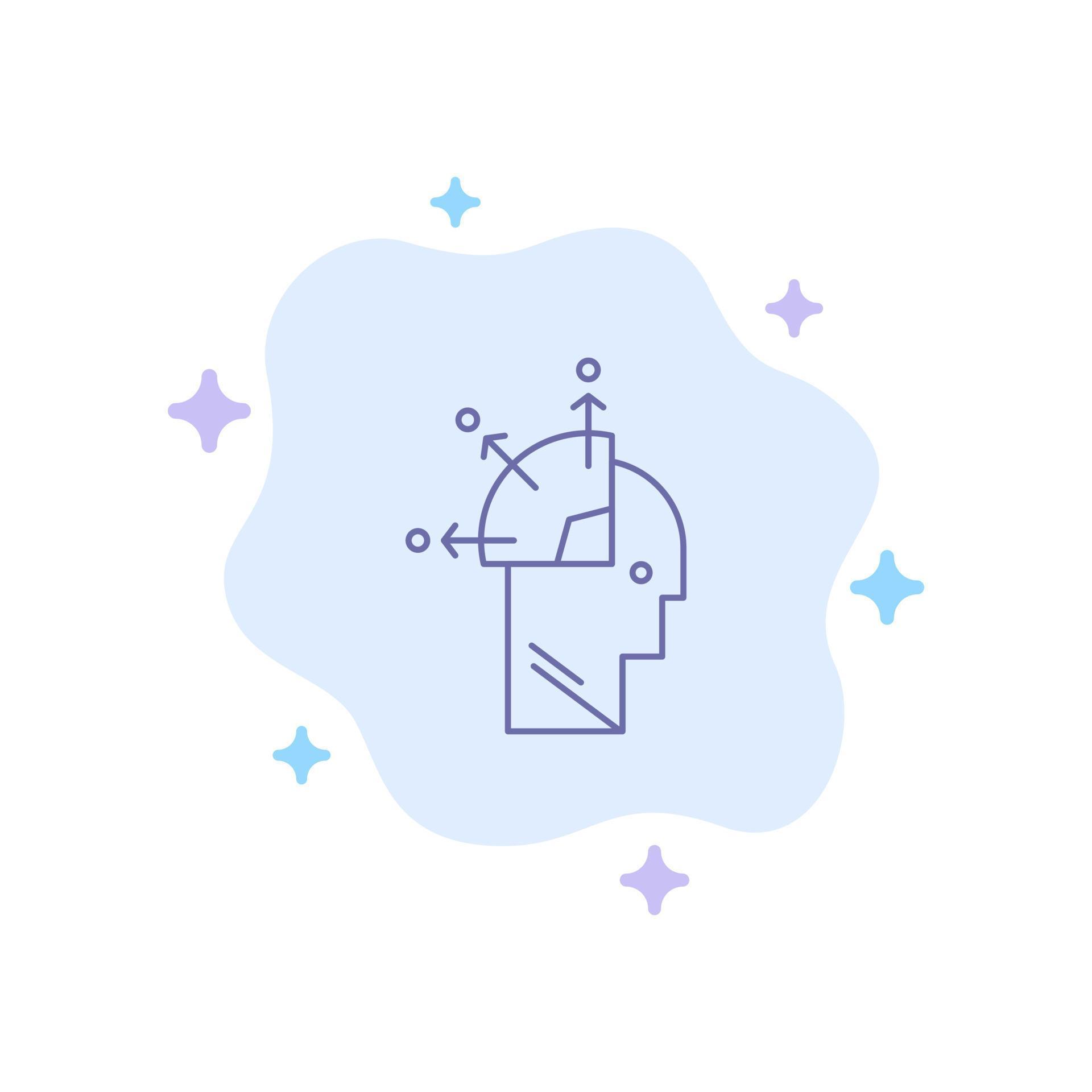 User Man Mind Programming Art Blue Icon on Abstract Cloud Background ...